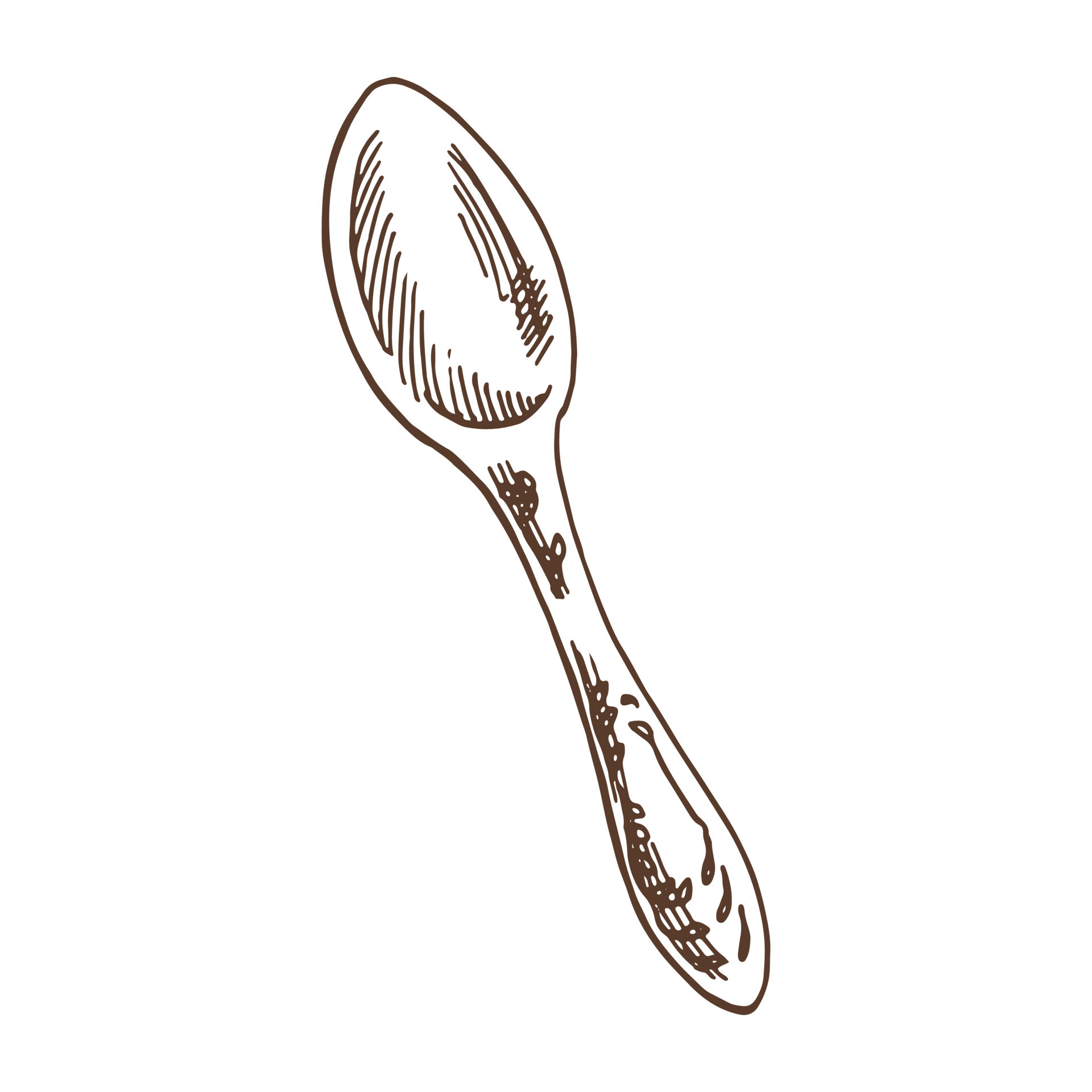 Hand Drawn Sketch Illustration Vector Monochrome Vintage Spoon Suitable For Postcard Calendar