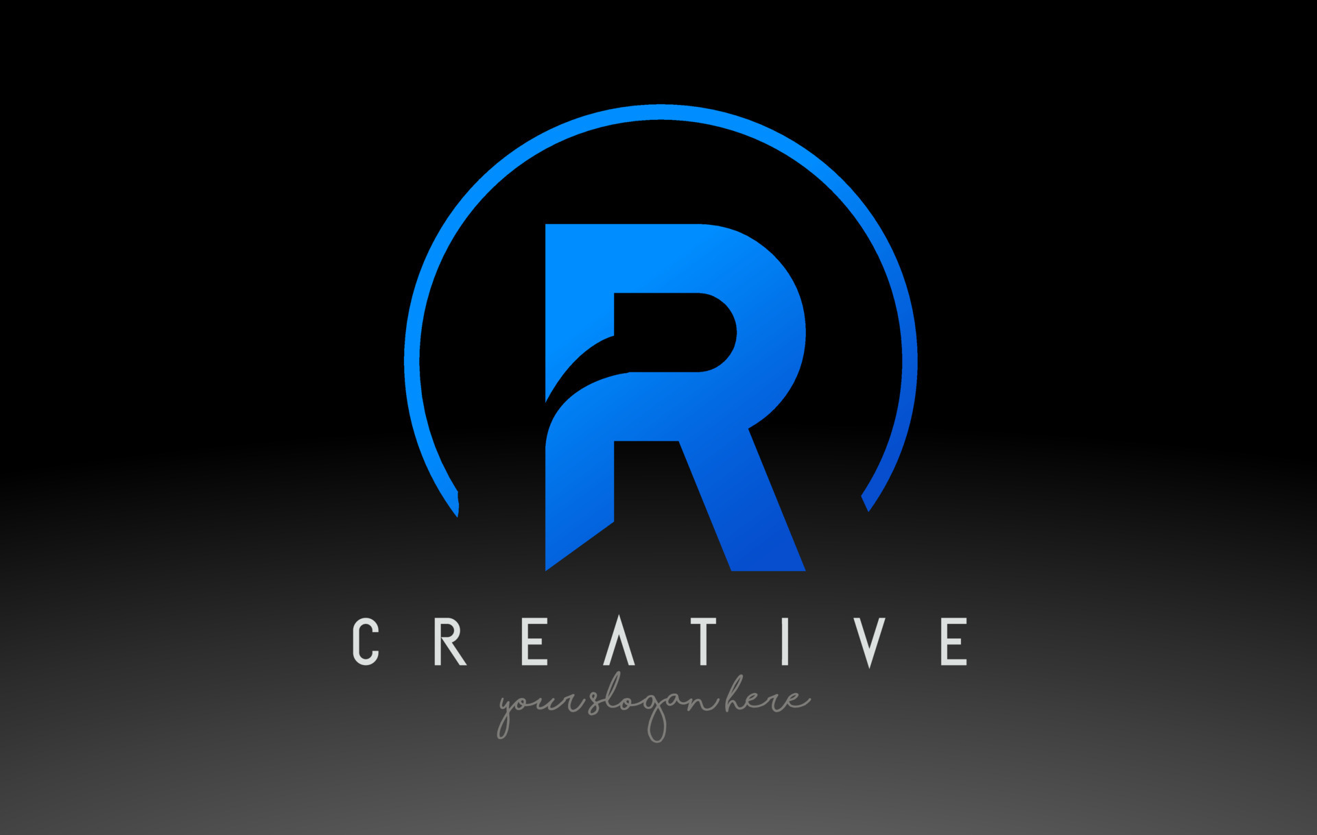 R Letter Logo Design with Black Blue Color. Cool Modern Icon Template. 10596426 Vector Art at ...