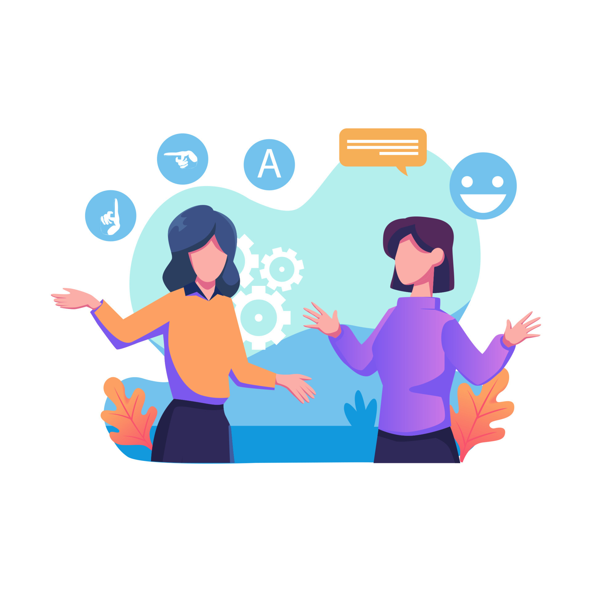 Sign language conversation flat style illustration vector design ...