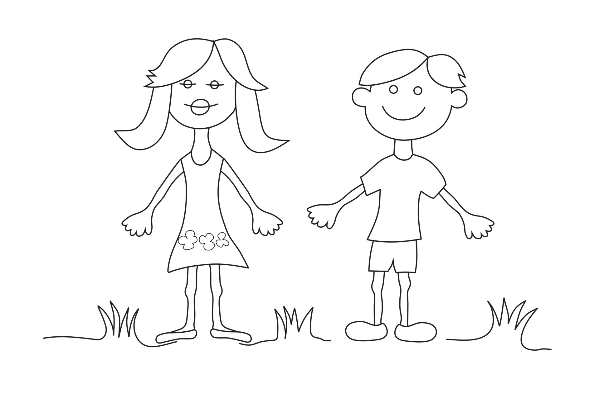 Girl and boy coloring book for children 10604268 Vector Art at Vecteezy