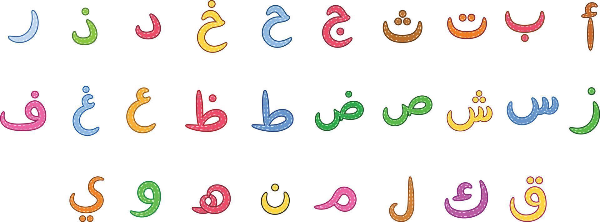Arabic Alphabet Letters Learning With Cute Objects Set Pack 10612654 Vector Art At Vecteezy