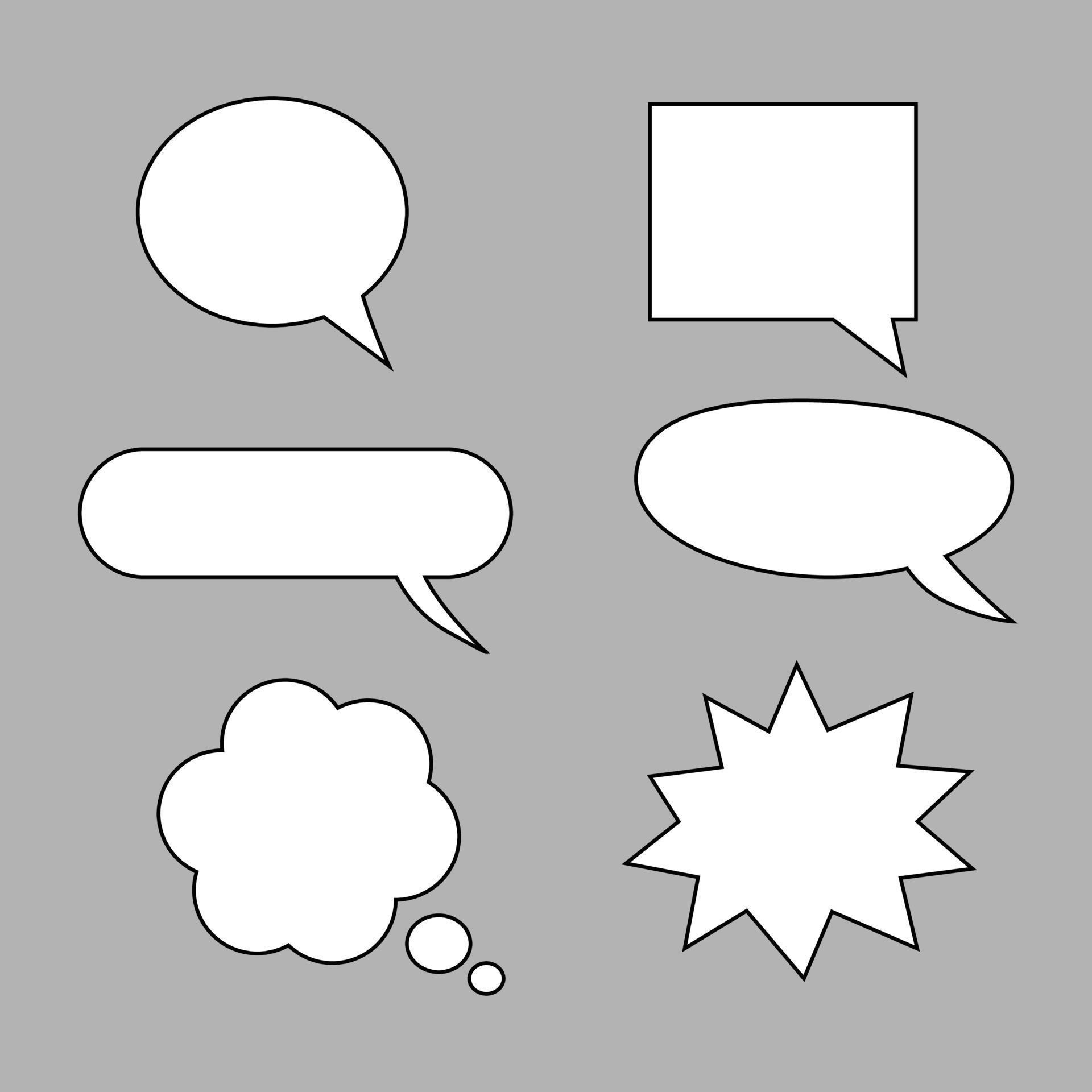 blank speech bubbles set with different cartoon shape isolated on grey ...