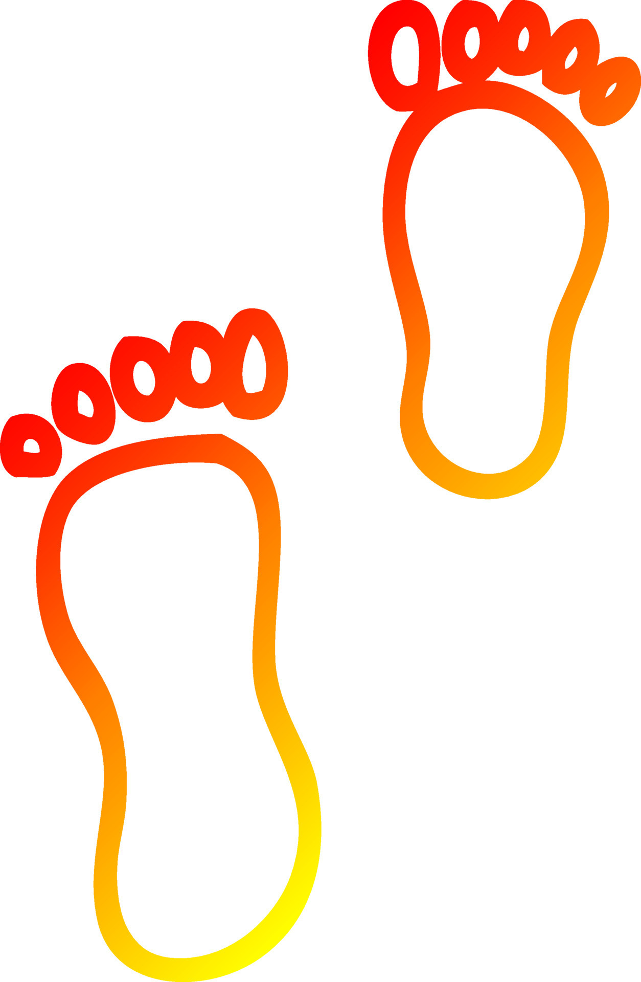 Warm Gradient Line Drawing Cartoon Foot Prints 10614434 Vector Art At Vecteezy