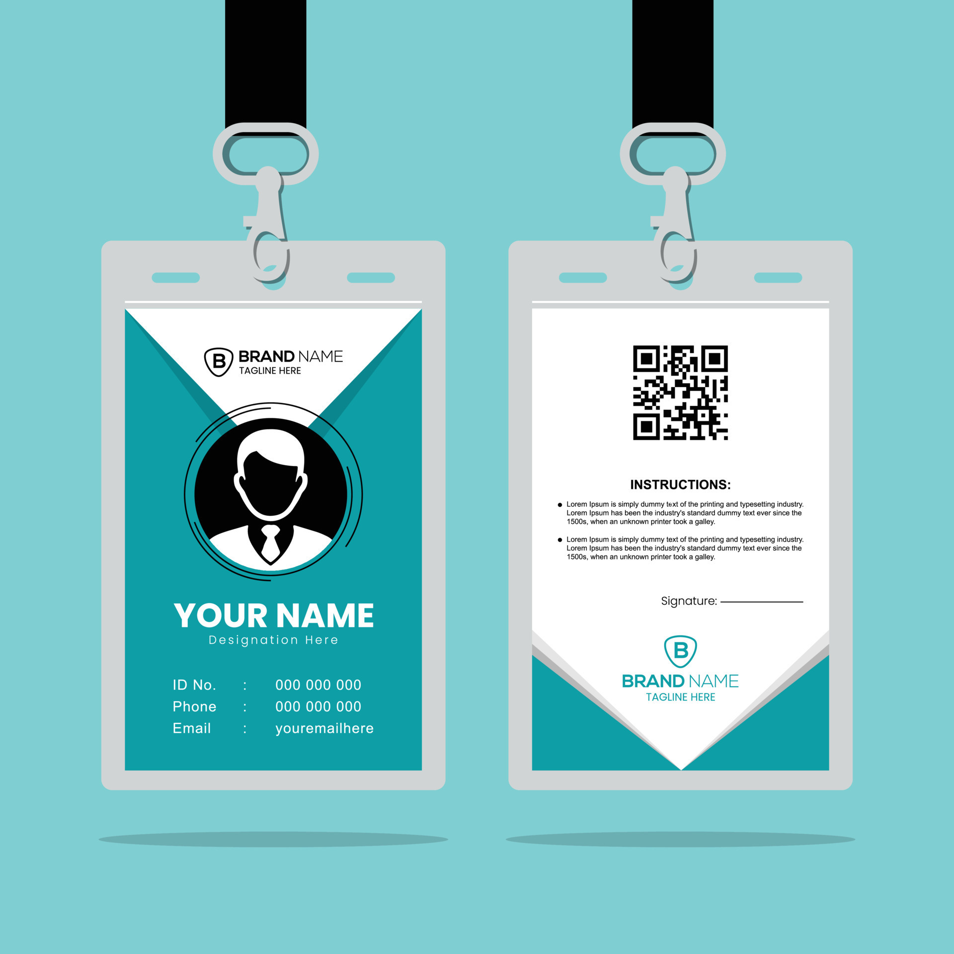 Simple Id Card Template Vector Art Icons And Graphics For Free Download