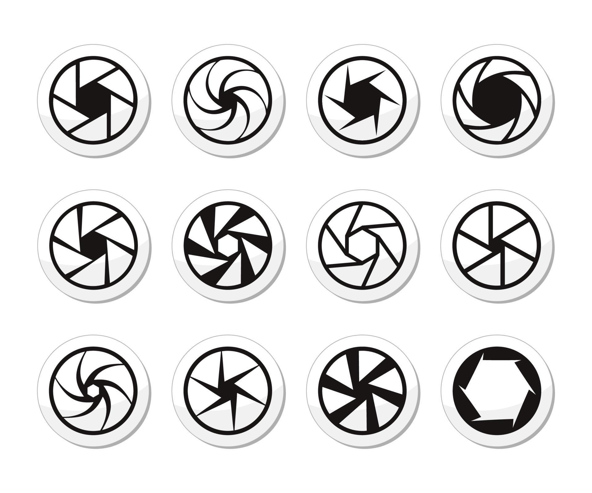 Cameras Shutter Icons, And Shutter Apertures Icons Set. 10627934 Vector ...