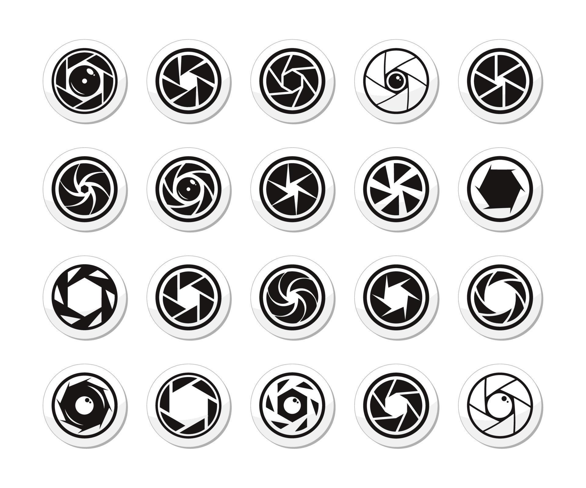 Camera Shutter Focus Icons Set. Camera Shutter Aperture Icons Set ...