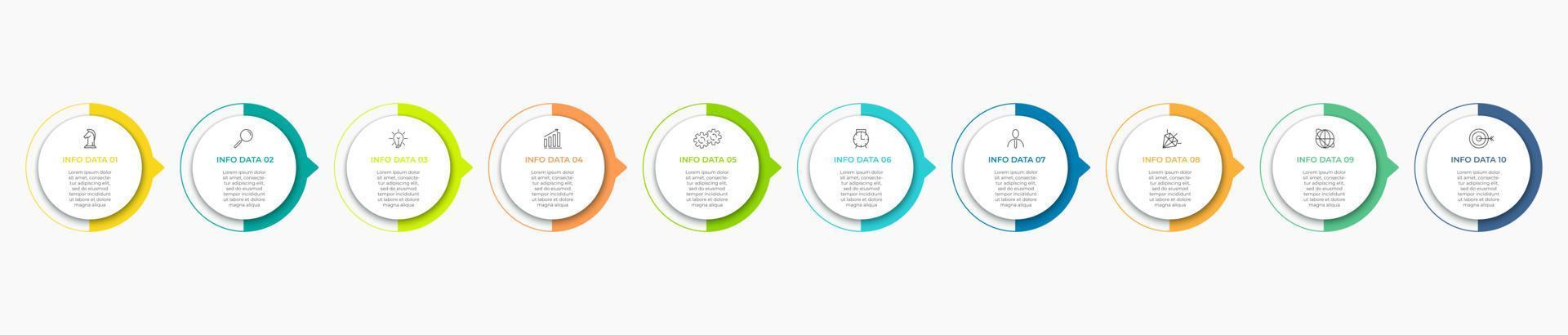 Modern business Infographics template. Timeline with 10 steps, options ...