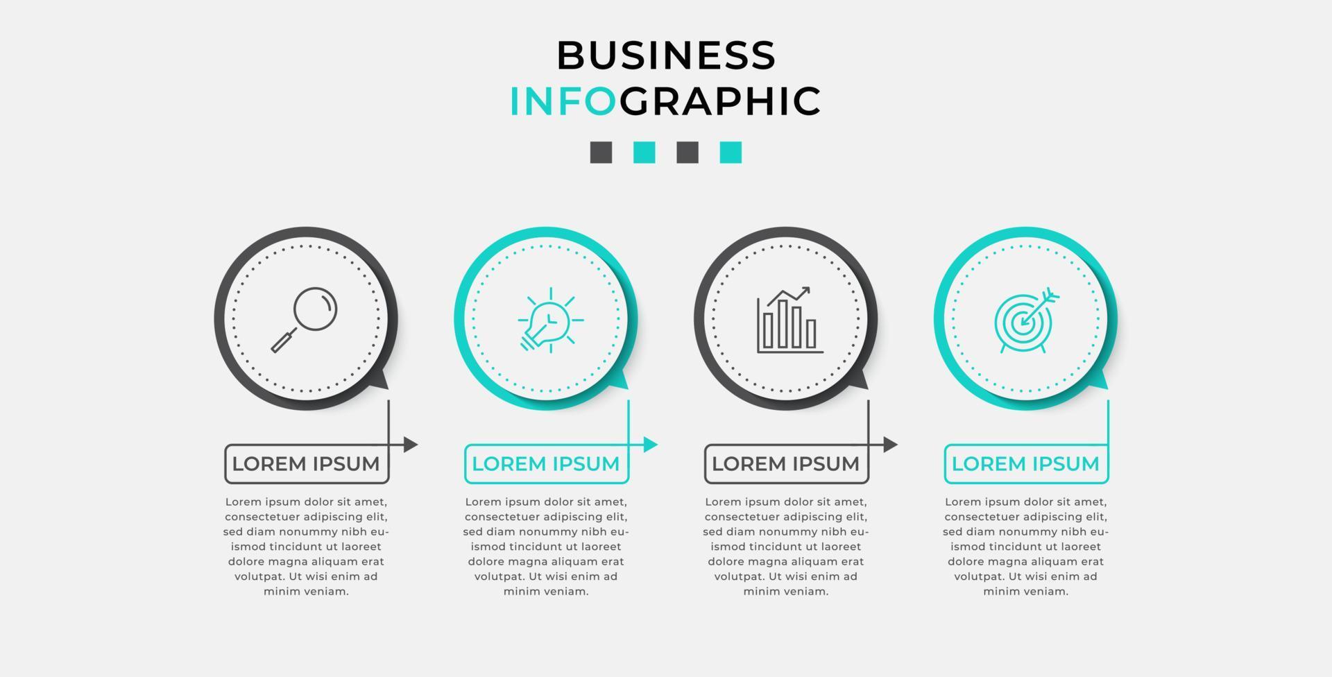 Vector Infographic Design Business Template With Icons And 4 Options Or
