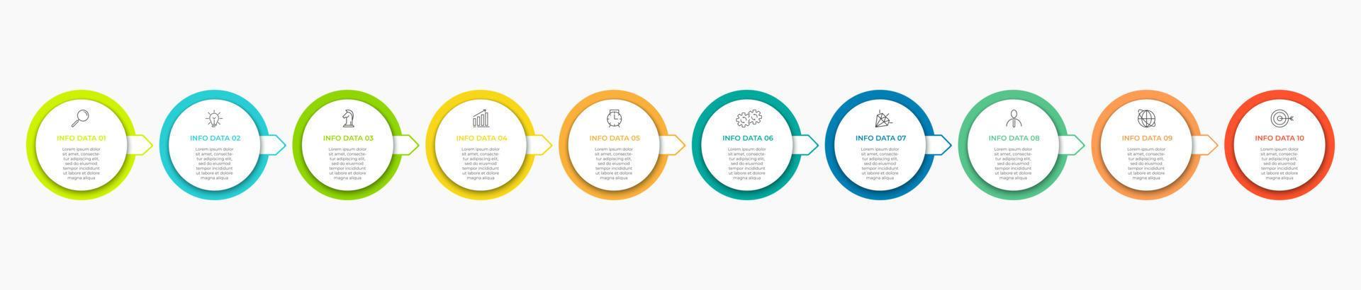 Modern business Infographics template. Timeline with 10 steps, options ...