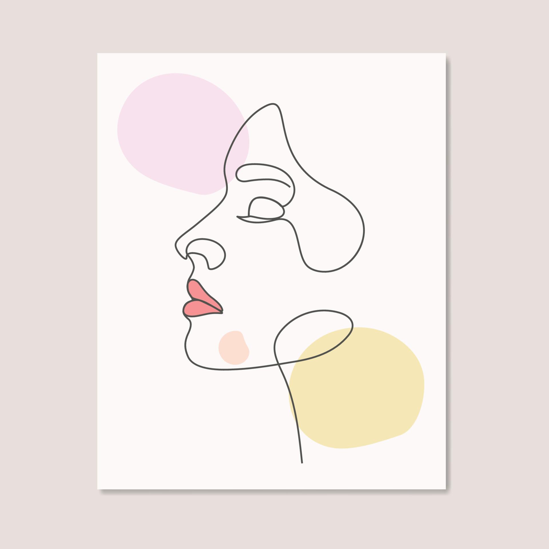 Beauty Woman Cute Girls Abstract Face One Line Art Single Line Drawing
