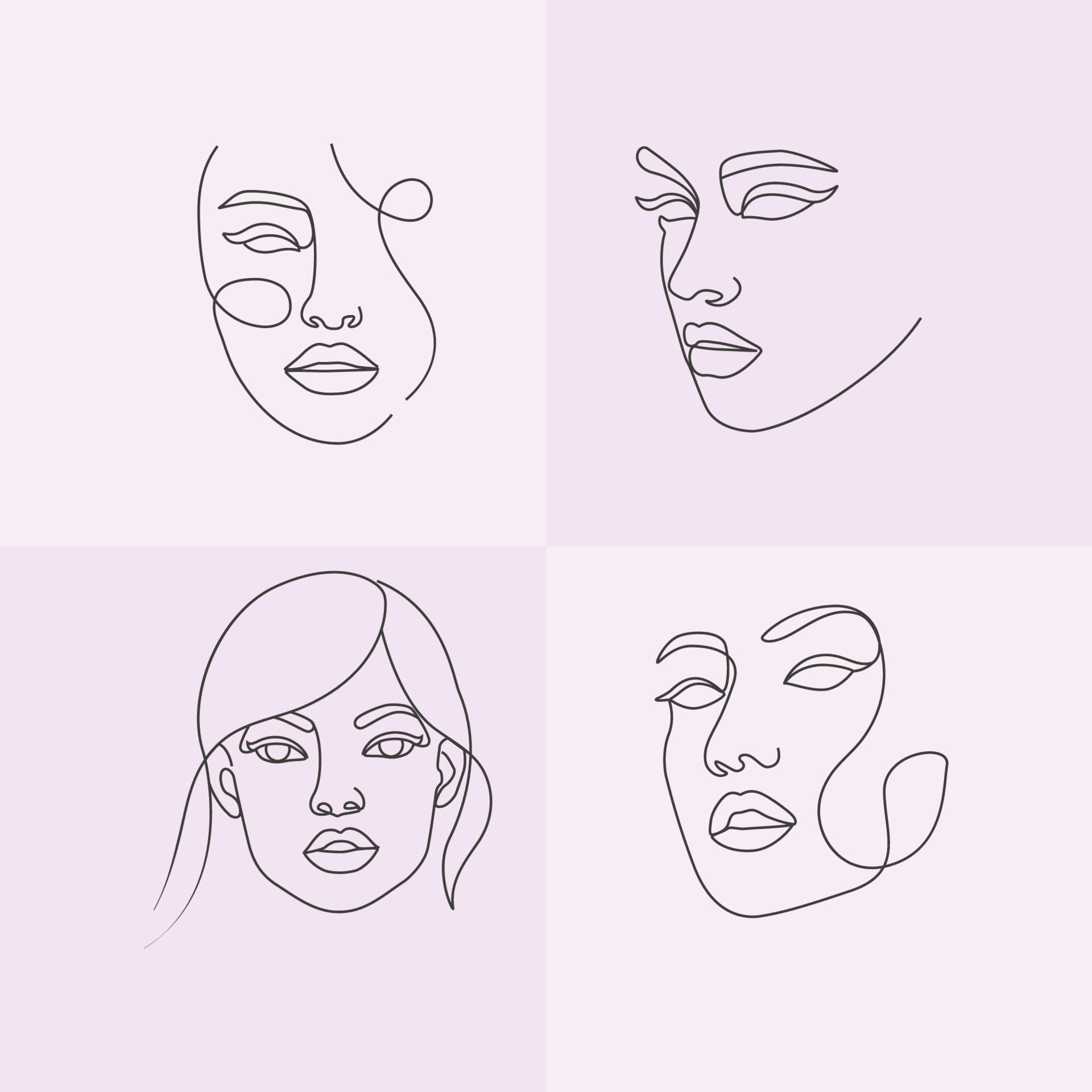 Woman Face Abstract Line Art Drawing Beauty Girl Feminine Collection