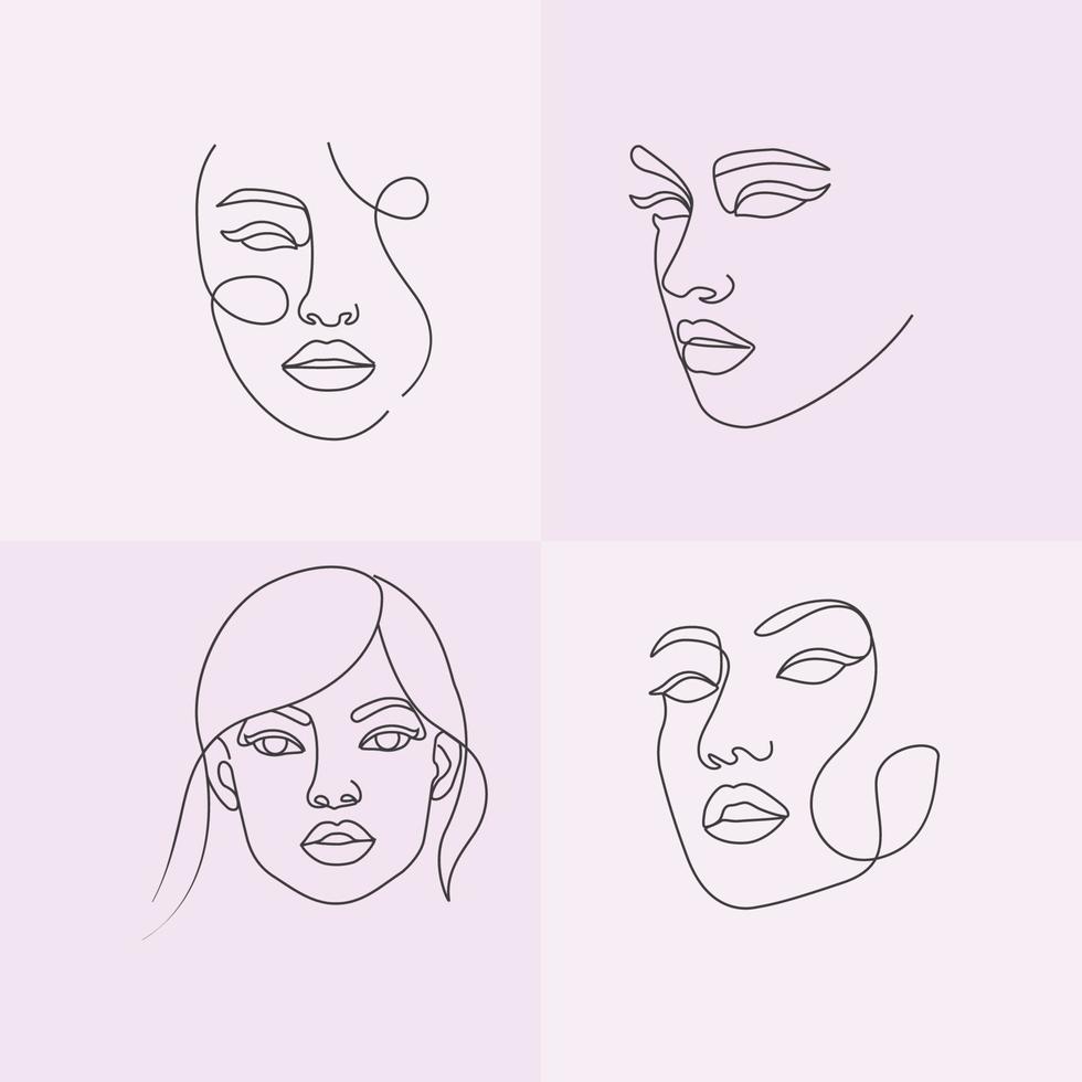 Woman Face Abstract Line Art Drawing Beauty Girl Feminine Collection