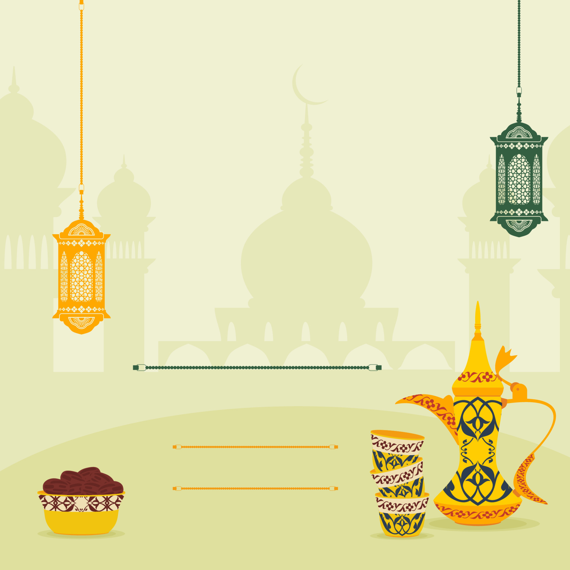 Editable Iftar Party Vector Background Concept Using Hanging Arab Lamp ...