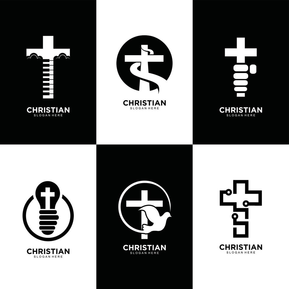 Christian Community Creative Logo Set In Black And White Color Design christian-community-creative-logo-set-in-black-and-white-color-design
