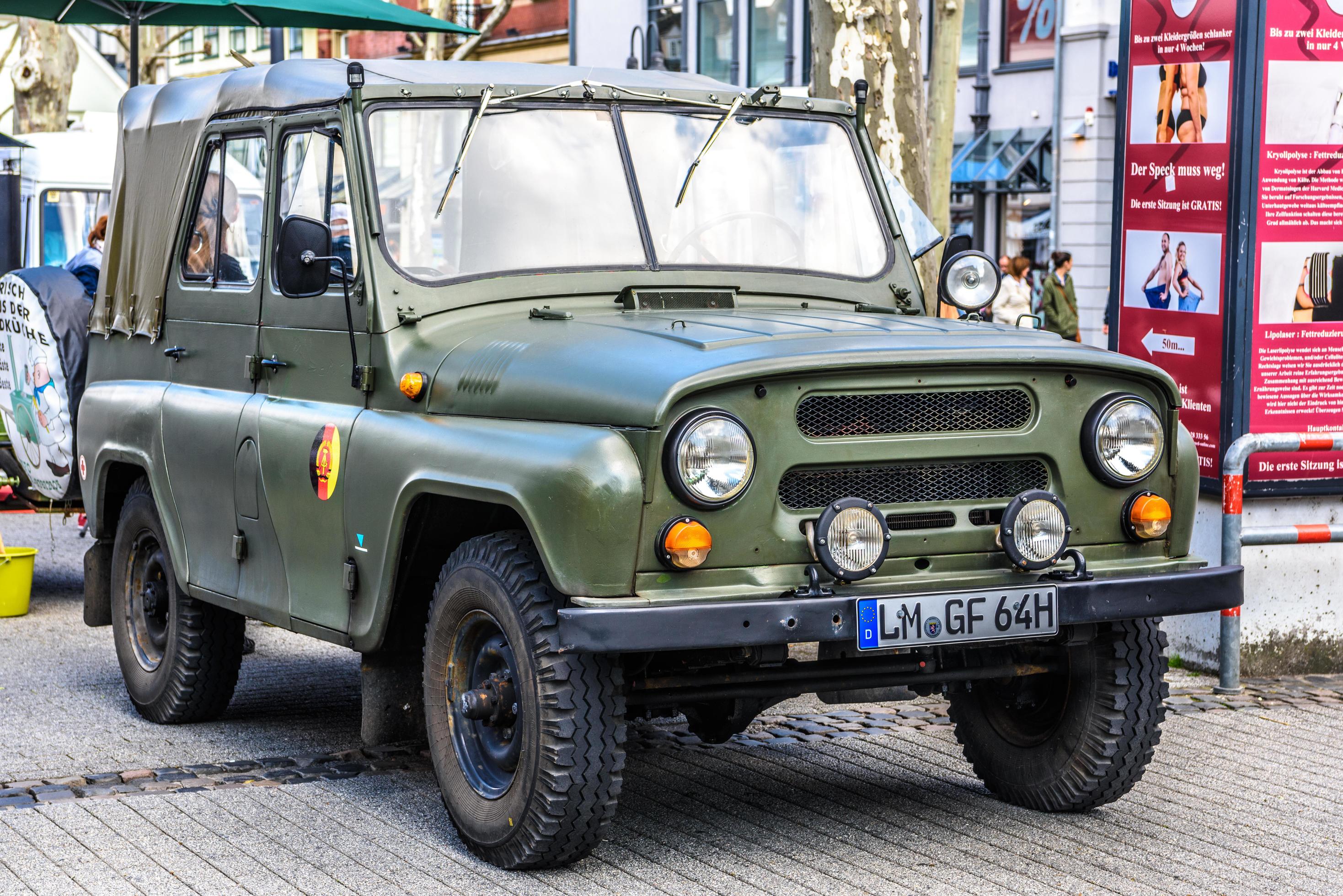 GERMANY, LIMBURG - APR 2017 green russian UAZ 469 3151 in Limburg an der Lahn, Hesse, Germany ...