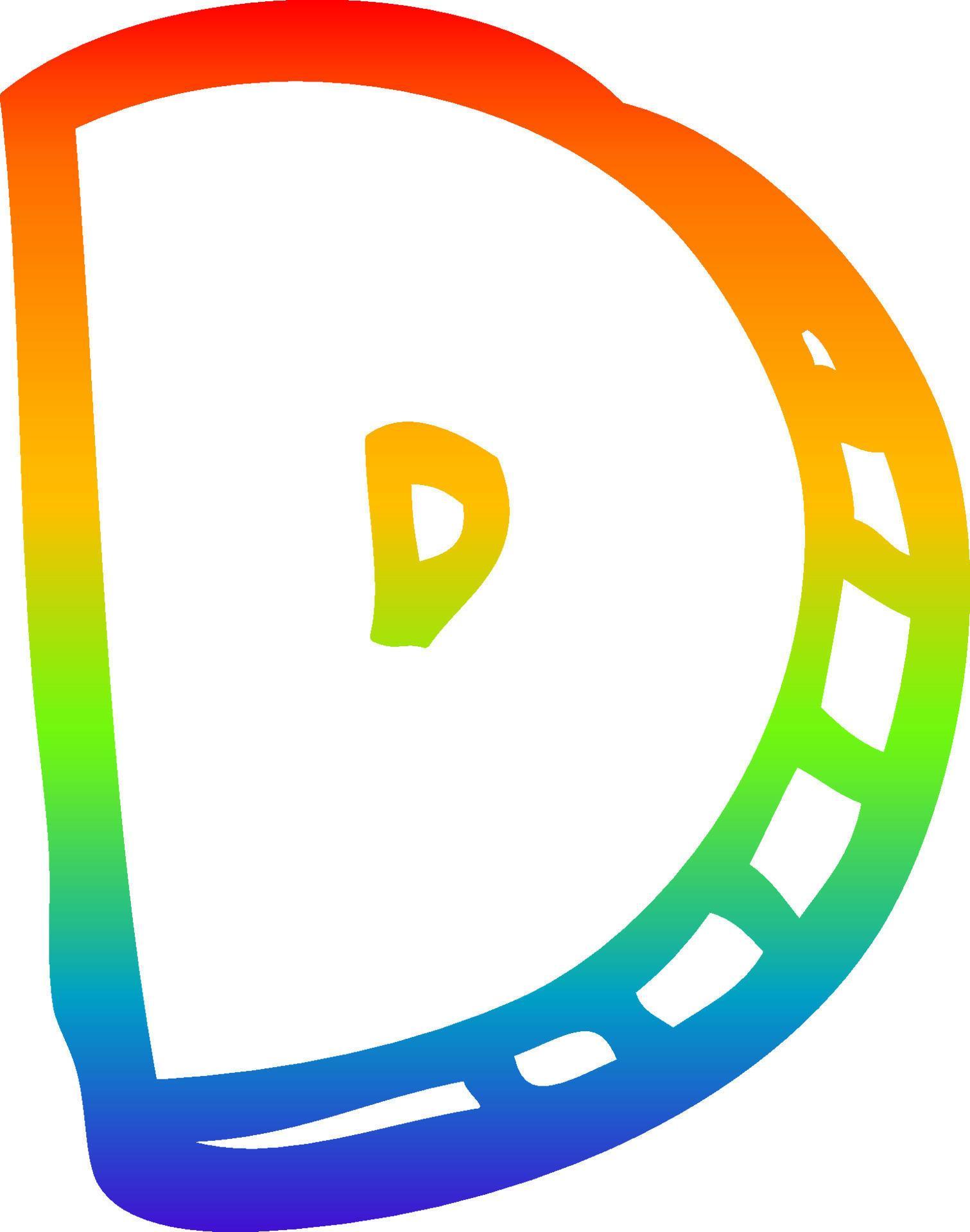 rainbow gradient line drawing cartoon letter d 10649603 Vector Art at ...