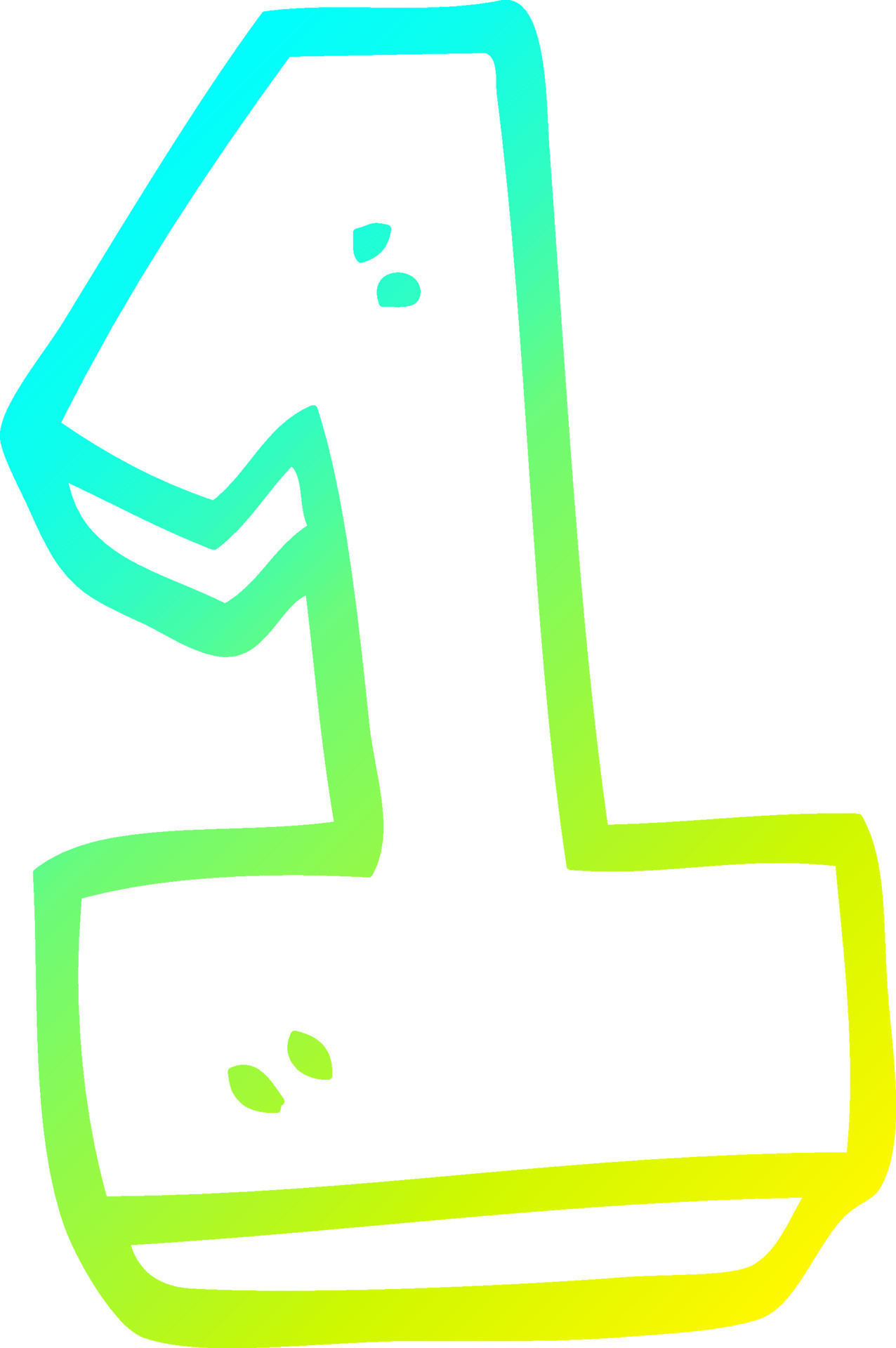 línea de gradiente frío dibujo dibujos animados número uno 10650536 ...