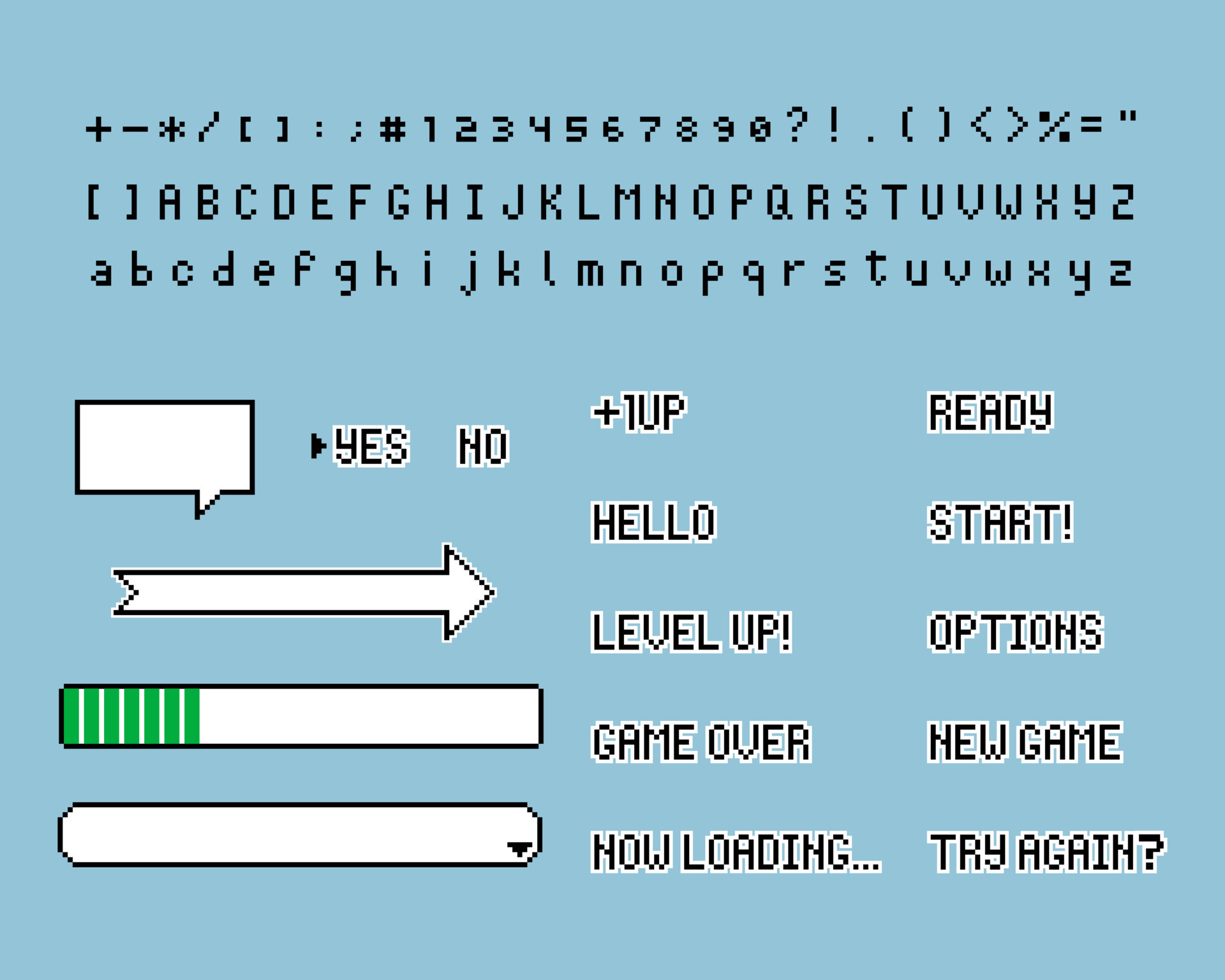 Collection Set Of Retro Game 8 Bit Line Pixel Speech Bubble Balloon