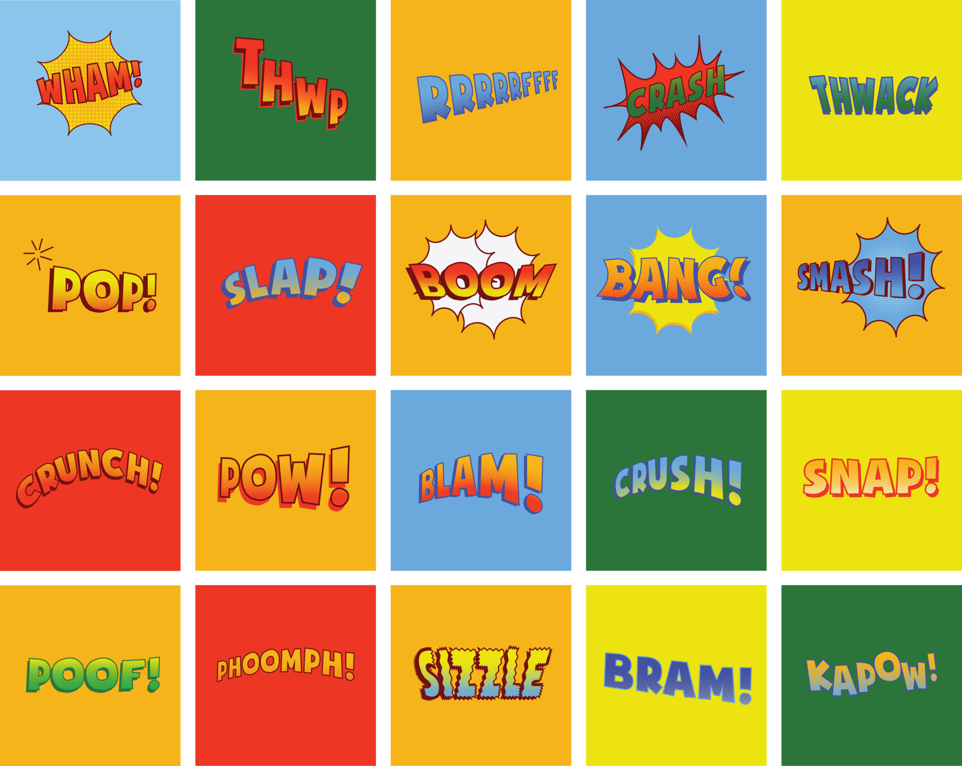 Comic speech bubbles or sound replicas for kaboom explosion, crash and ... Comic speech bubbles or sound replicas for kaboom explosion, crash and ...
