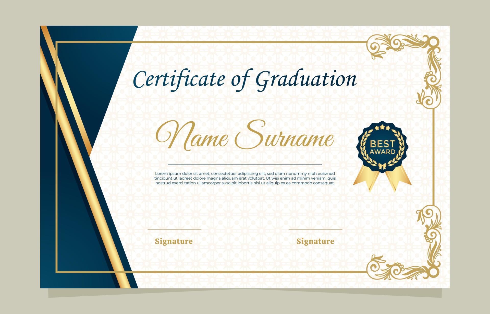 Blue Gold Elegant Certificate 10666429 Vector Art At Vecteezy