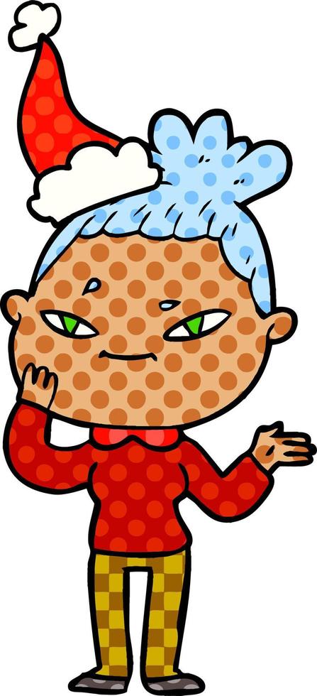 comic book style illustration of a woman wearing santa hat 10672091 ...