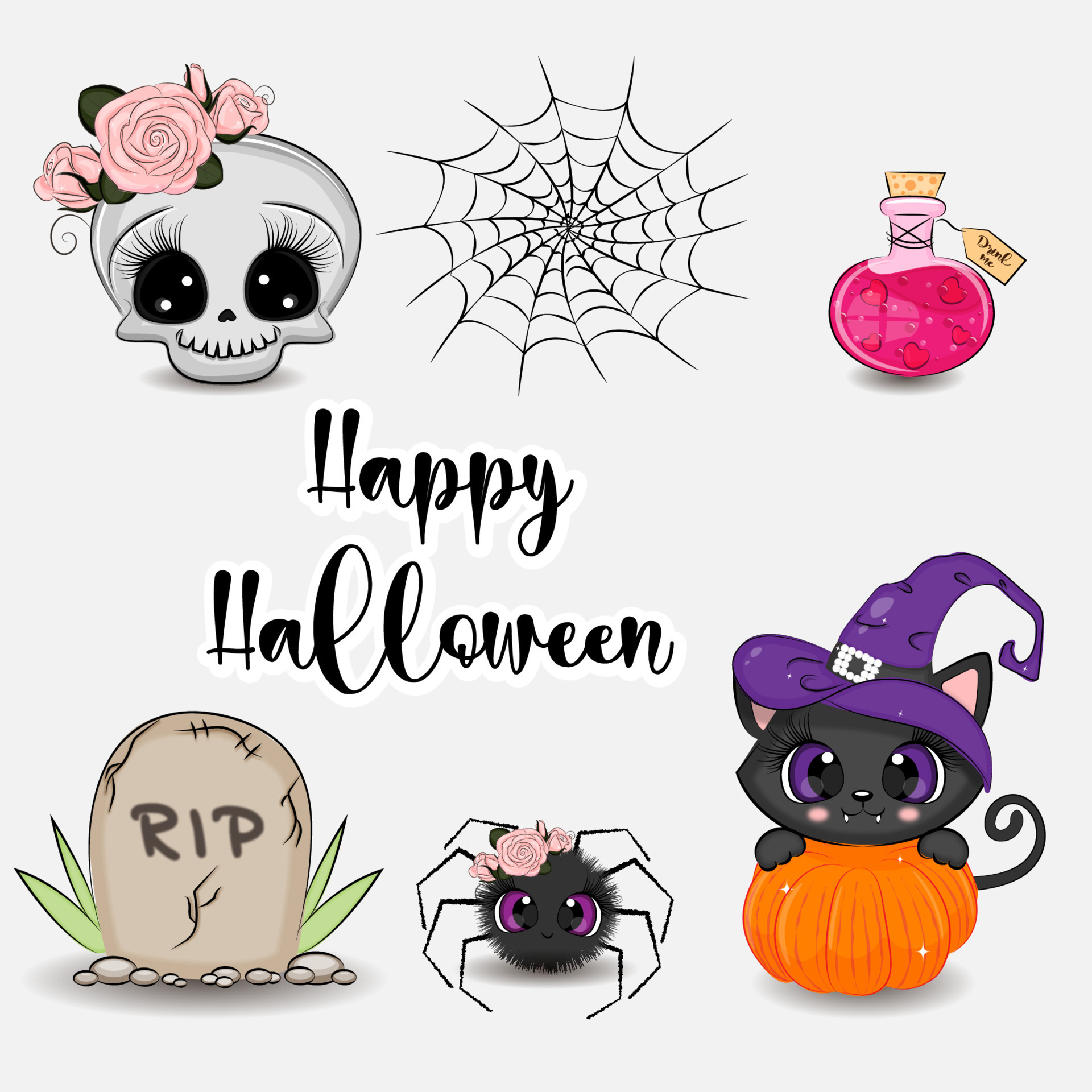 Halloween clipart collection, vector illustration 10673388 Vector Art ...