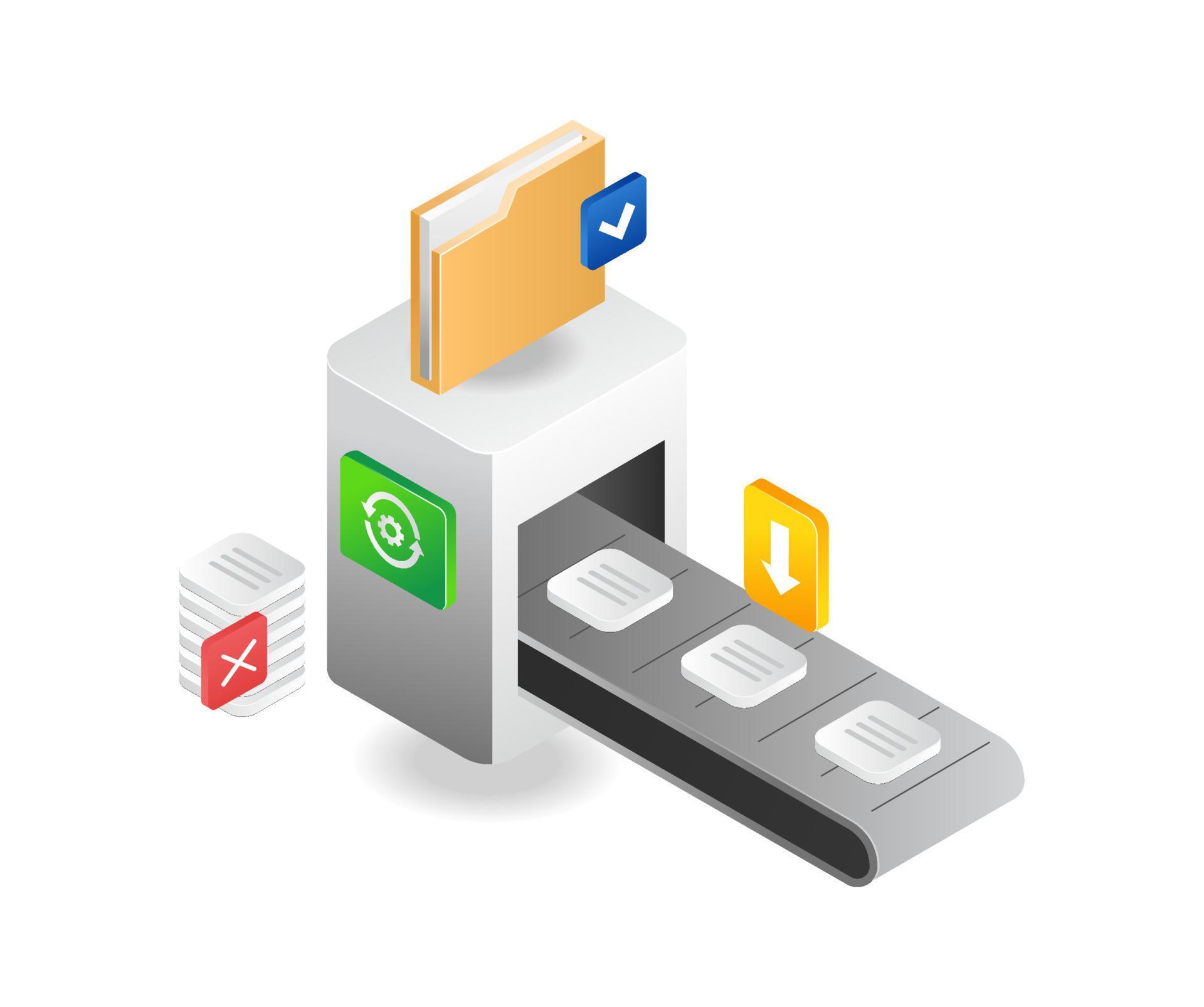 Machine create data folder processing 10682269 Vector Art at Vecteezy