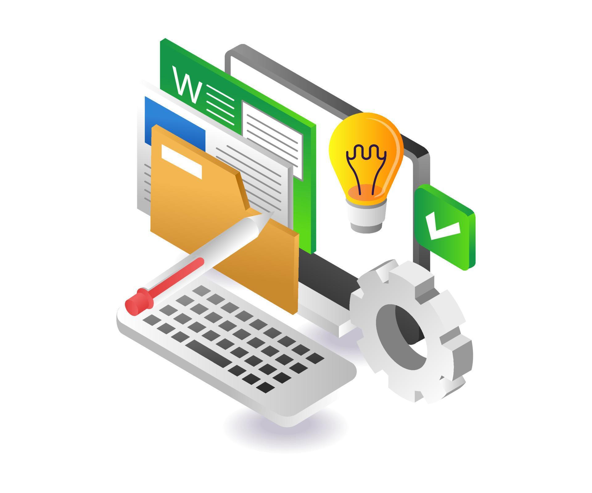 Computer file processing ideas 10682296 Vector Art at Vecteezy