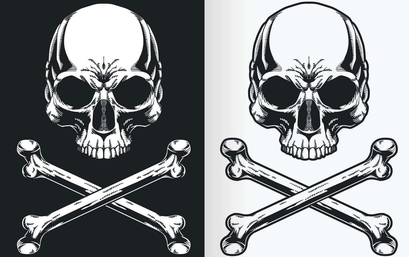 Vintage Pirate Skull Crossbones Monochrome Logo 10682376 Vector Art At