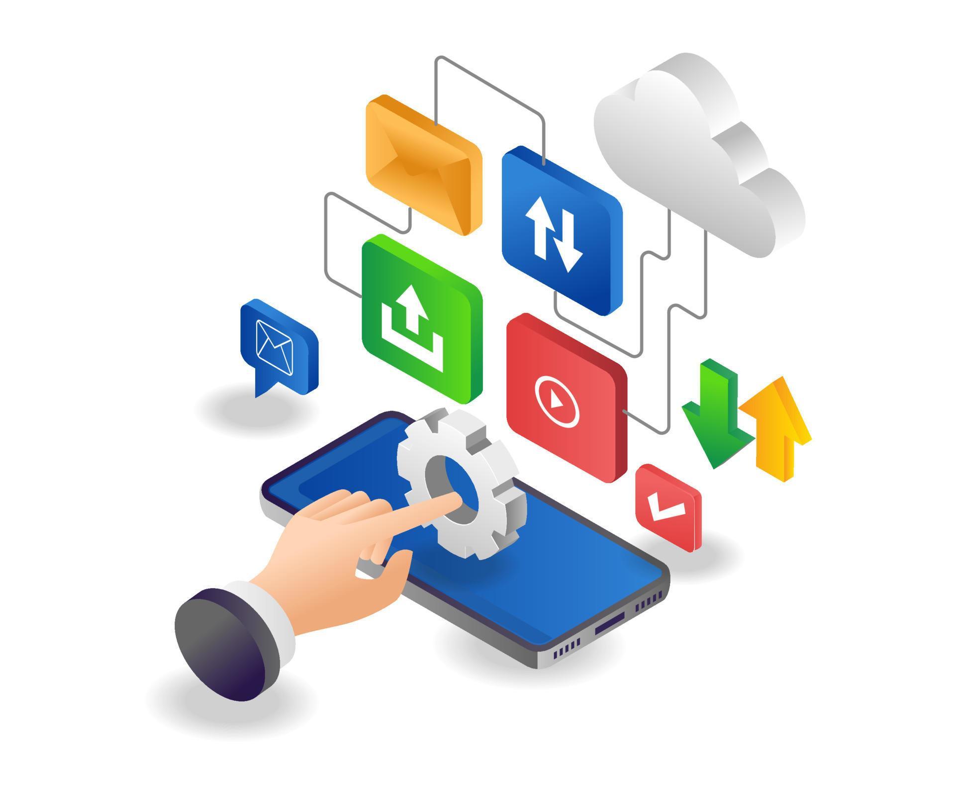 Application management smartphone data cloud server 10682440 Vector Art at Vecteezy
