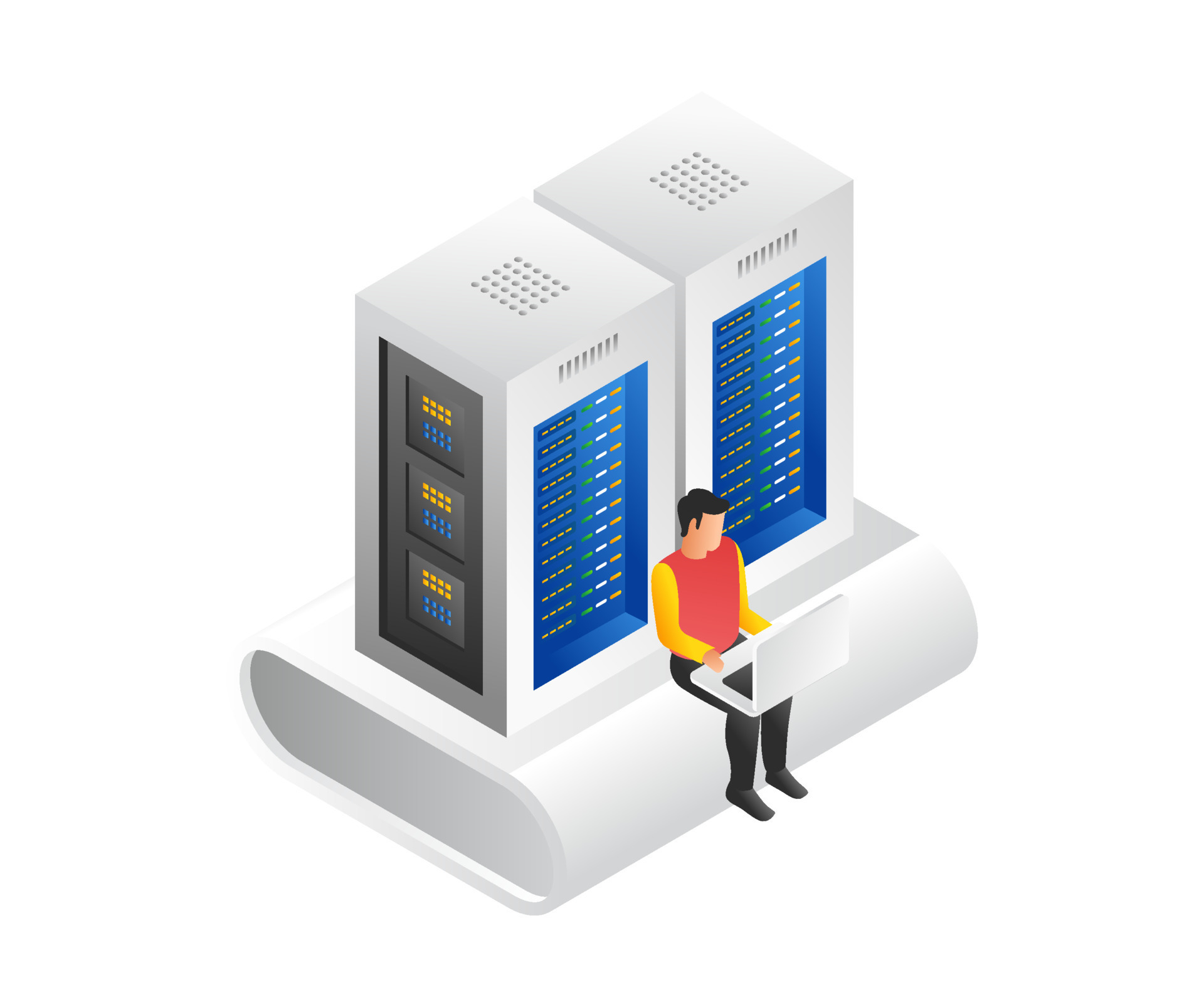 Man monitoring computer server 10682678 Vector Art at Vecteezy