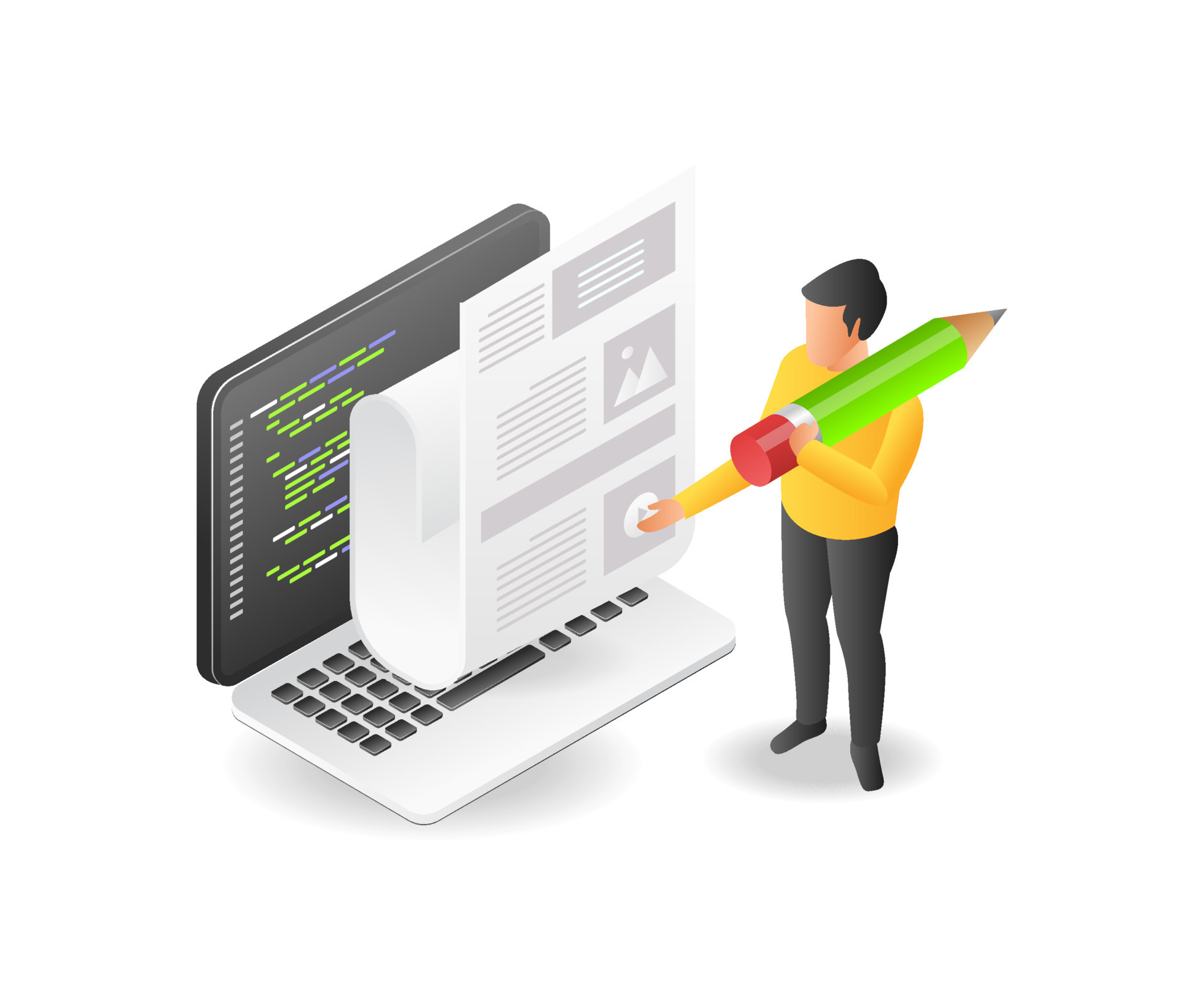 Creative blogger with programming language 10683278 Vector Art at Vecteezy