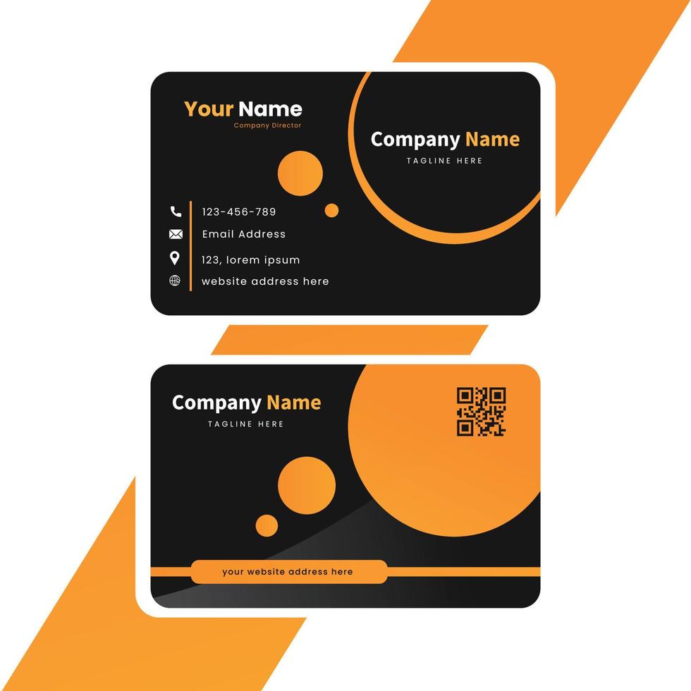 Orange And Black Business Card Design Template Vector Illustration