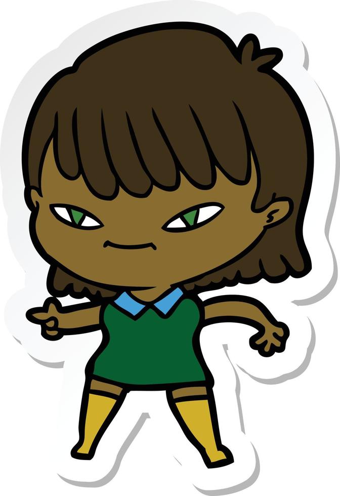 sticker of a cartoon pointing woman 10684086 Vector Art at Vecteezy