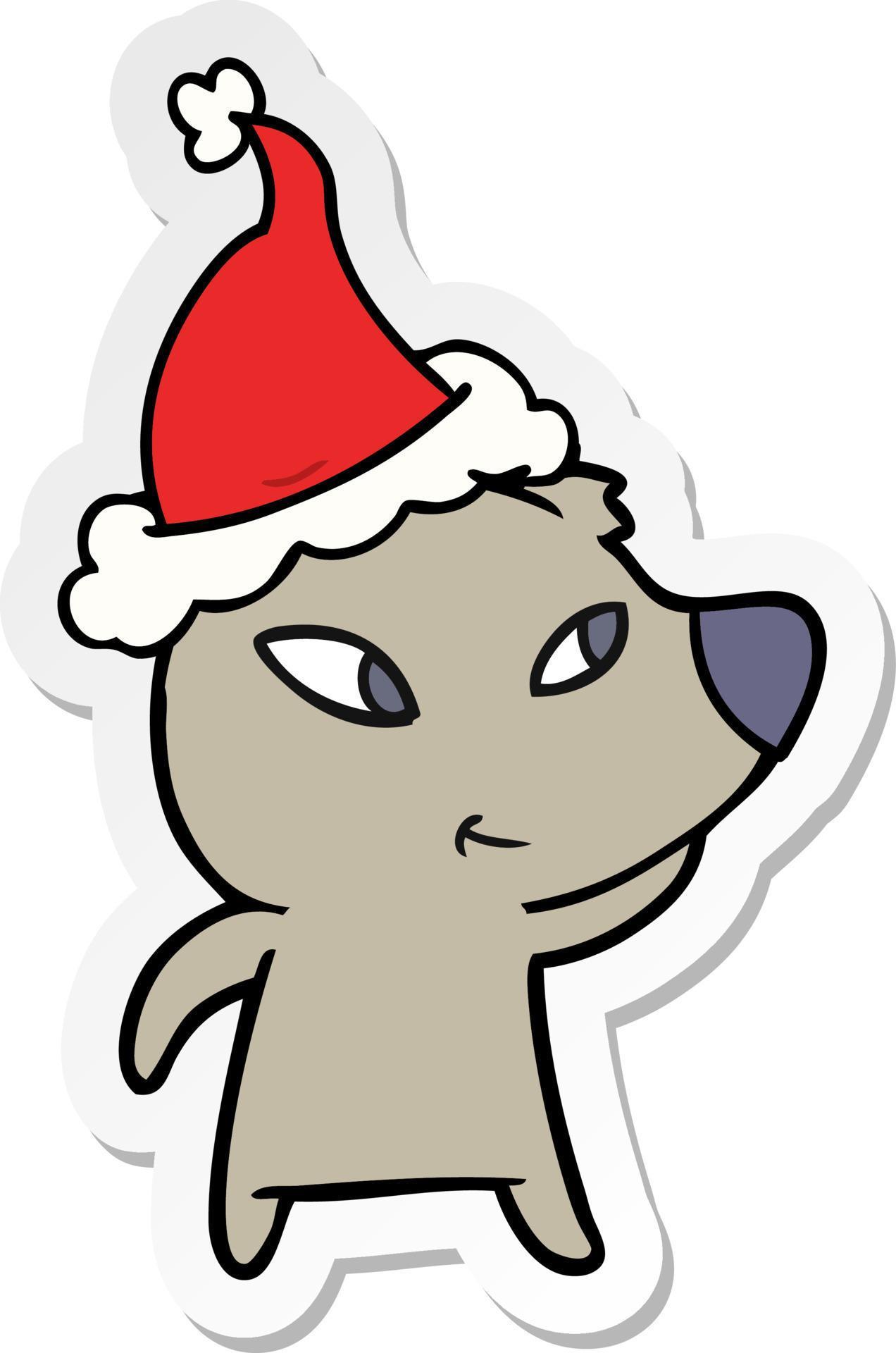Cute Sticker Cartoon Of A Bear Wearing Santa Hat 10684245 Vector Art At