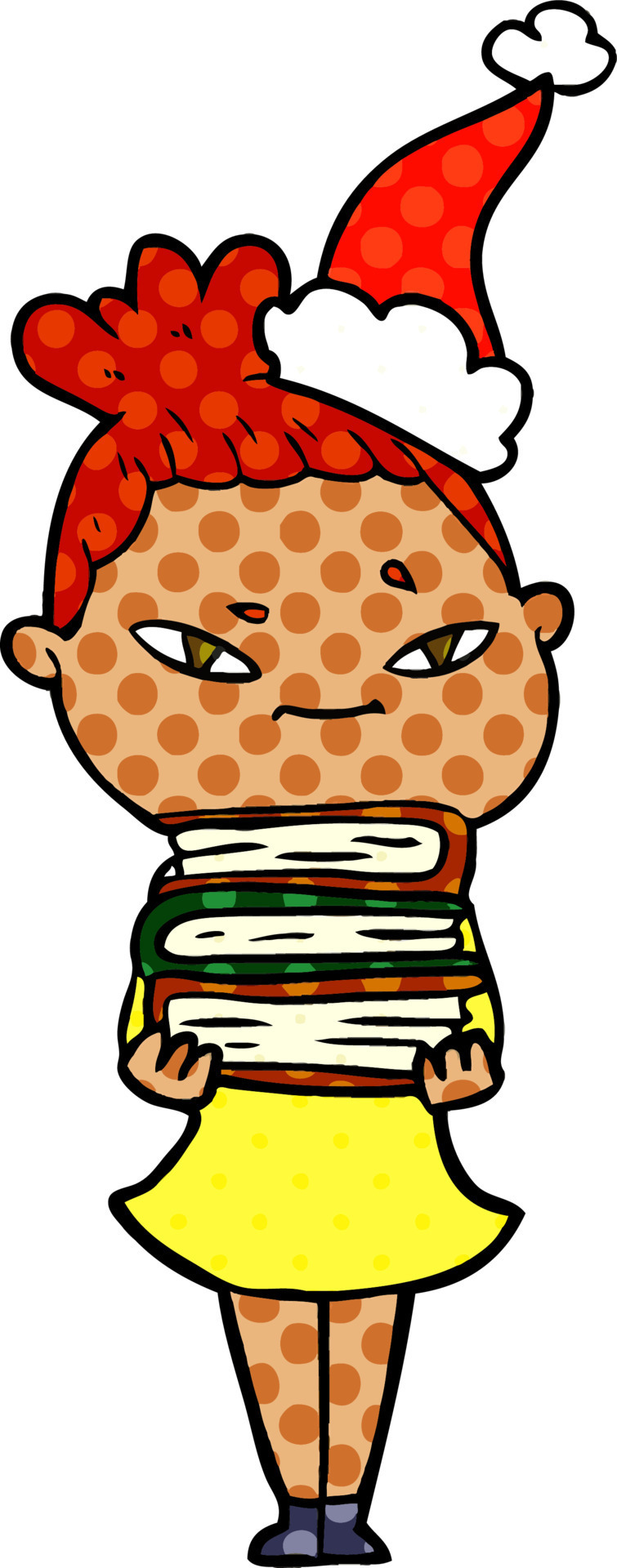 comic book style illustration of a woman wearing santa hat 10684784 ...