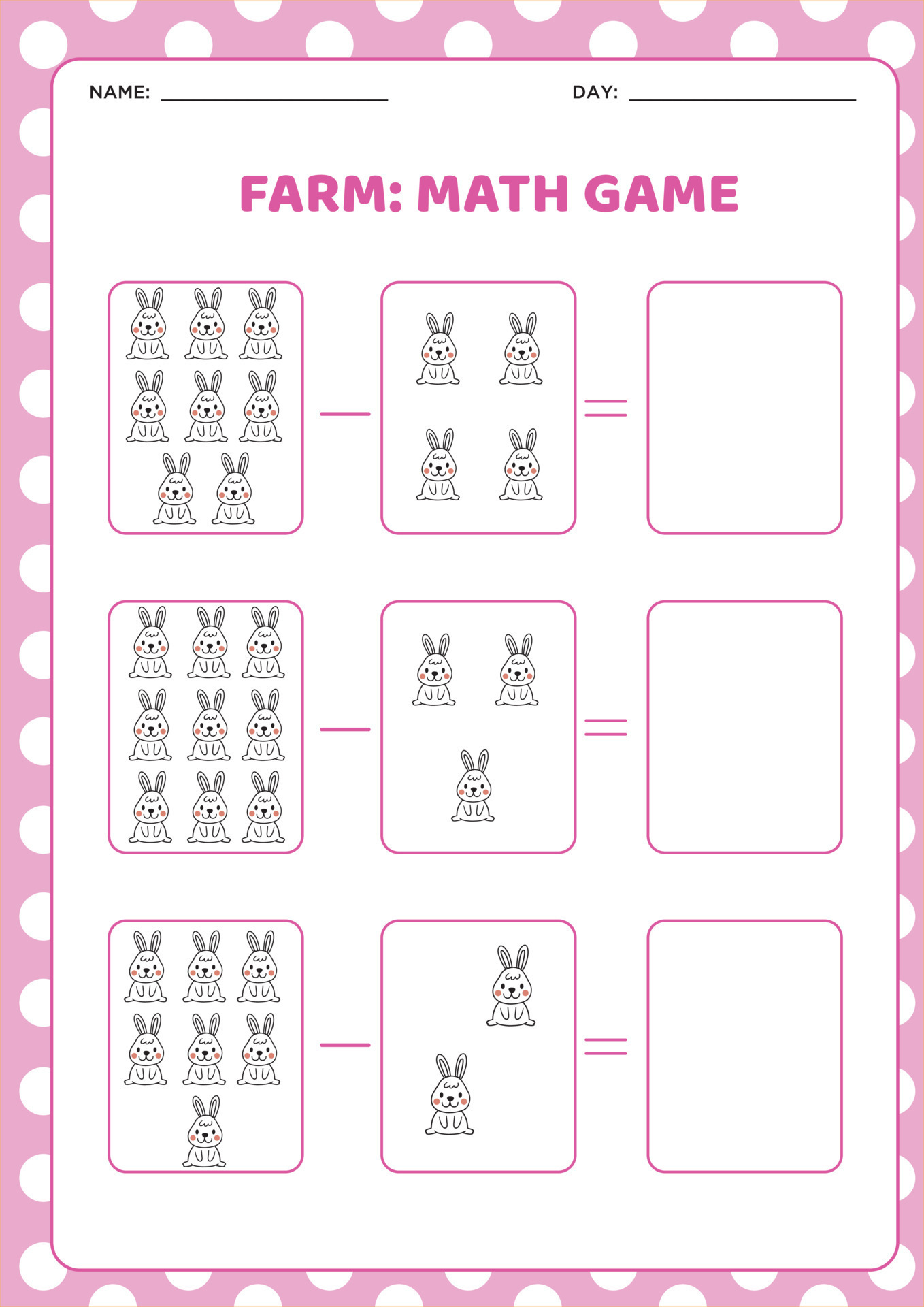 Farm animals. Math Game. Subtraction 10686329 Vector Art at Vecteezy Farm animals. Math Game. Subtraction 10686329 Vector Art at Vecteezy