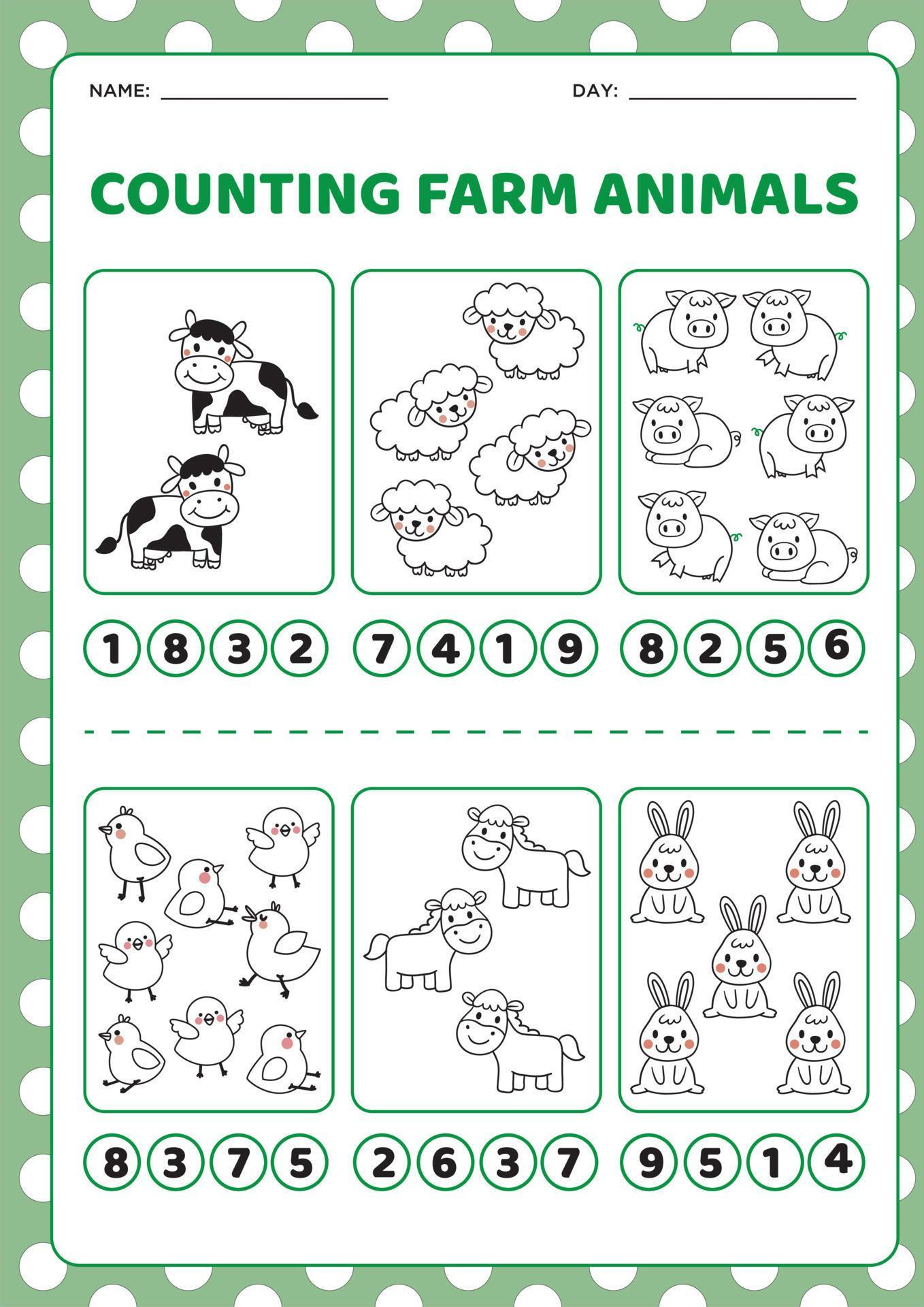 Counting Farm Animals 10686334 Vector Art at Vecteezy