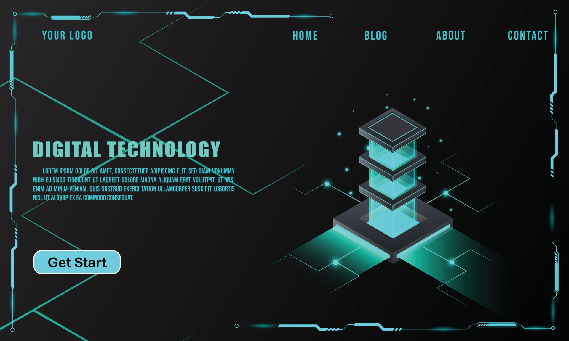 technology concept for web banner template or brochure , Blue colour ...