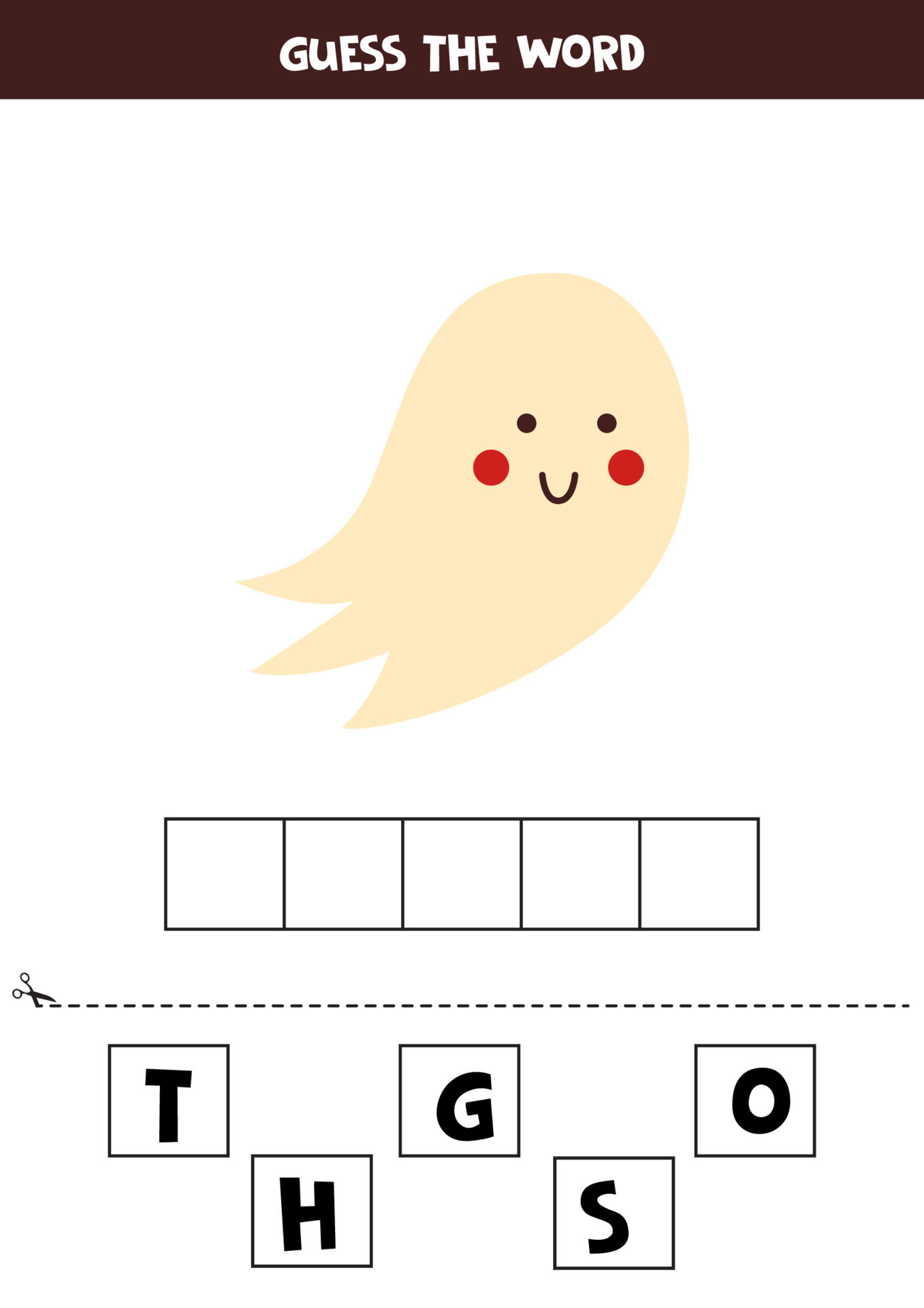 Spelling game for preschool kids. Cartoon Halloween ghost. 10690307 ...