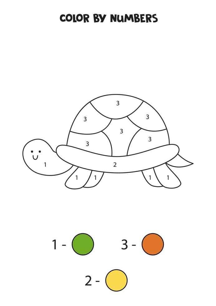 Color cute cartoon turtle by numbers. Worksheet for kids. 10690312 ...