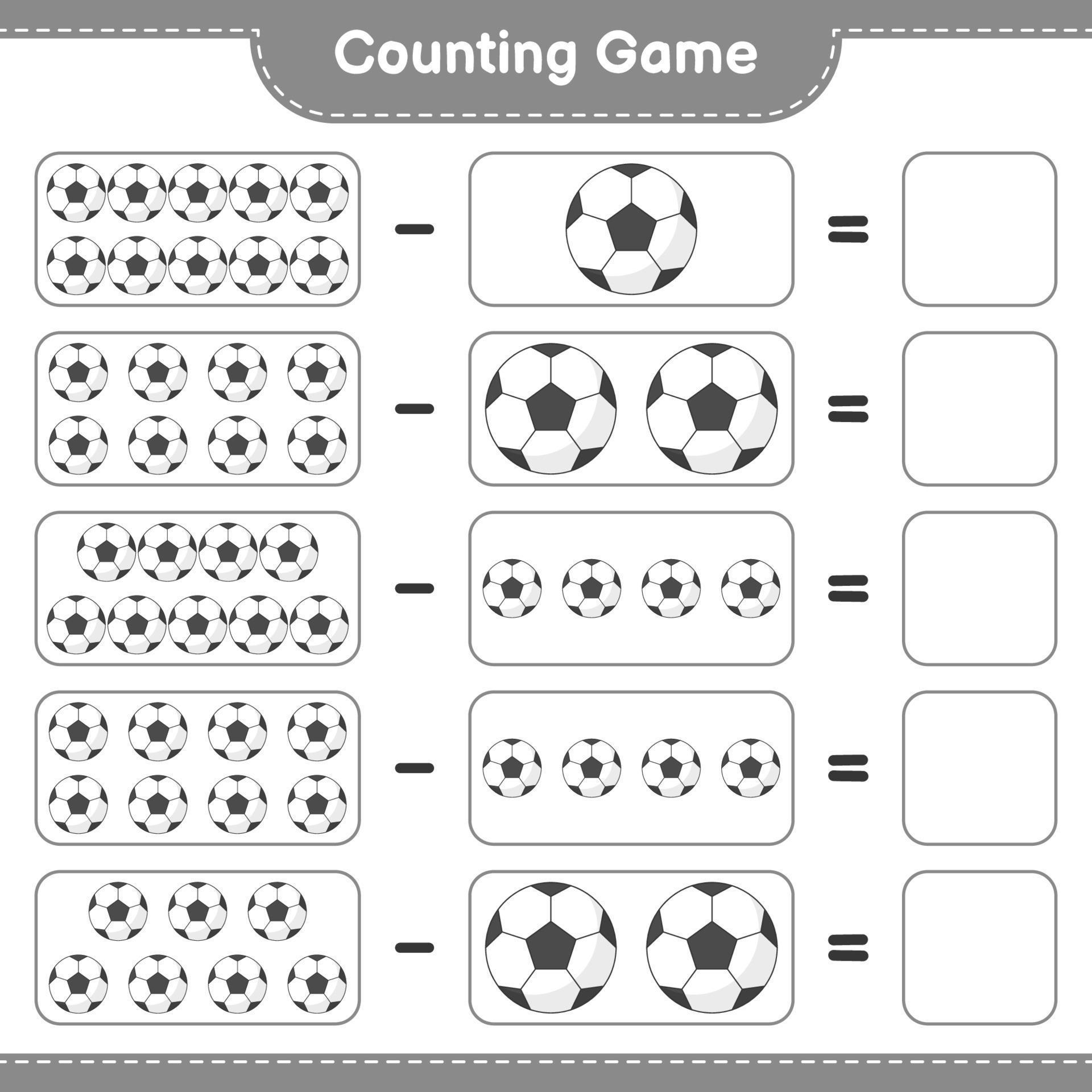 Count and match, count the number of Soccer Ball and match with the ...