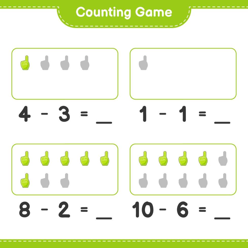 Count and match, count the number of Foam Finger and match with the ...
