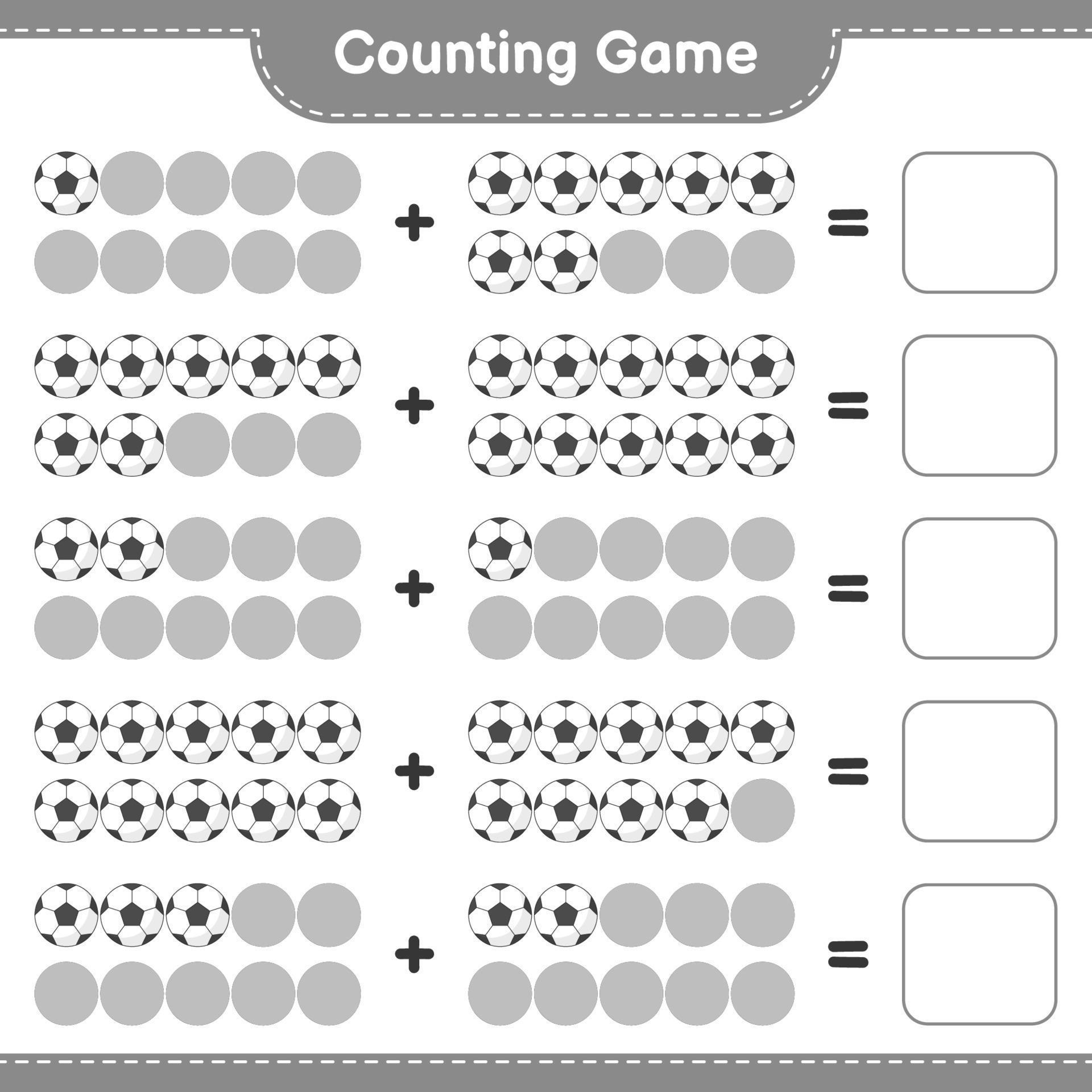 Count and match, count the number of Soccer Ball and match with the ...