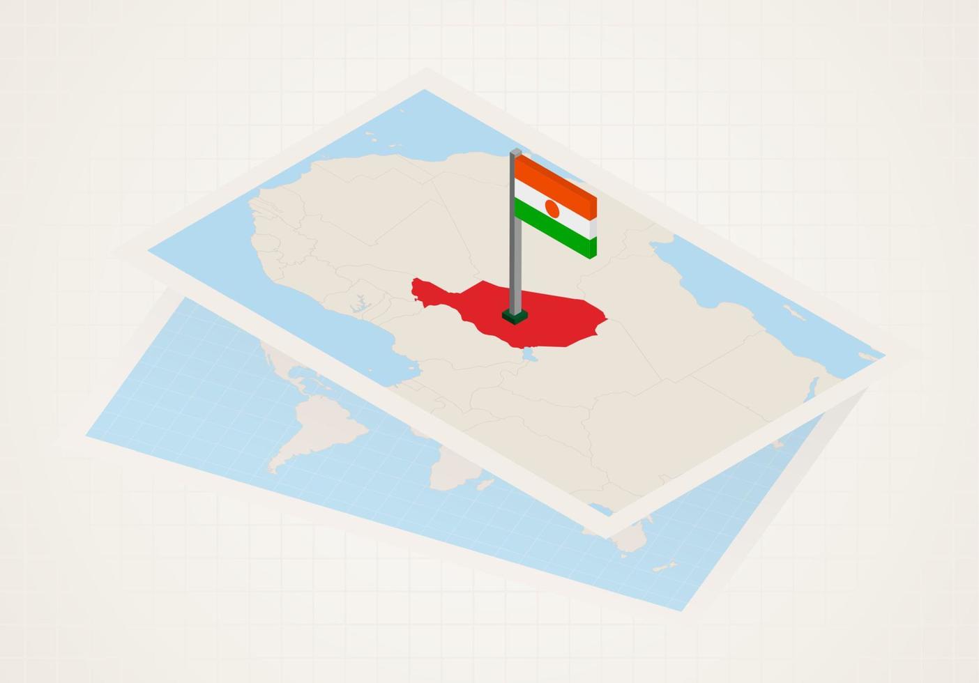 Niger selected on map with 3D flag of Niger. 10694585 Vector Art at ...