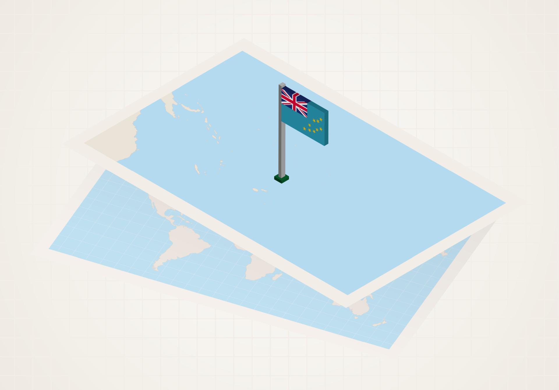 Tuvalu selected on map with isometric flag of Tuvalu. 10694679 Vector Art at Vecteezy