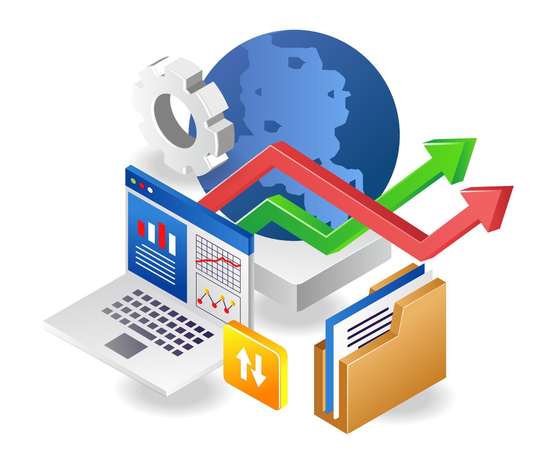 World computer data analysis transfer 10695409 Vector Art at Vecteezy