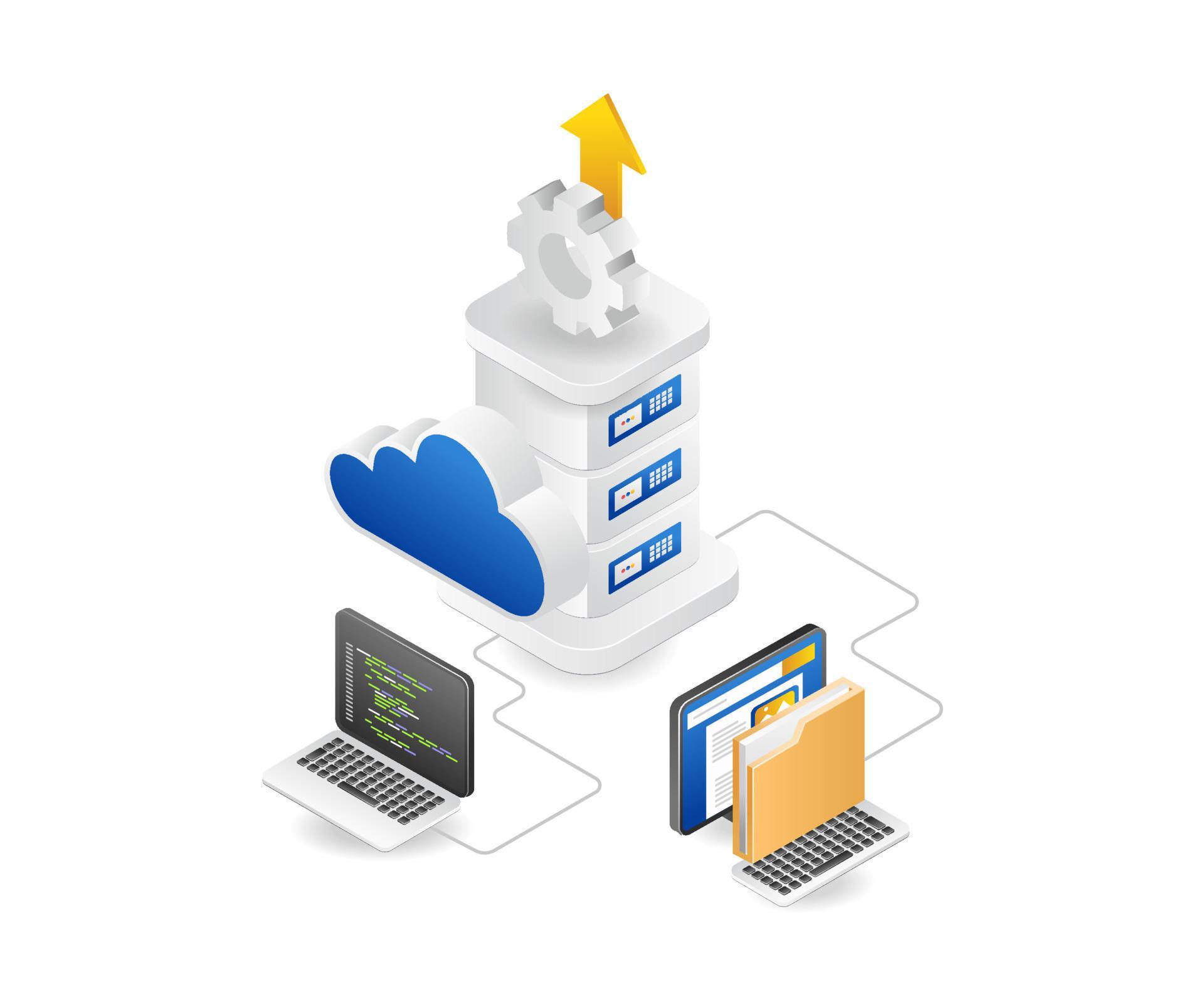Process cloud server program language data network 10695426 Vector Art ...