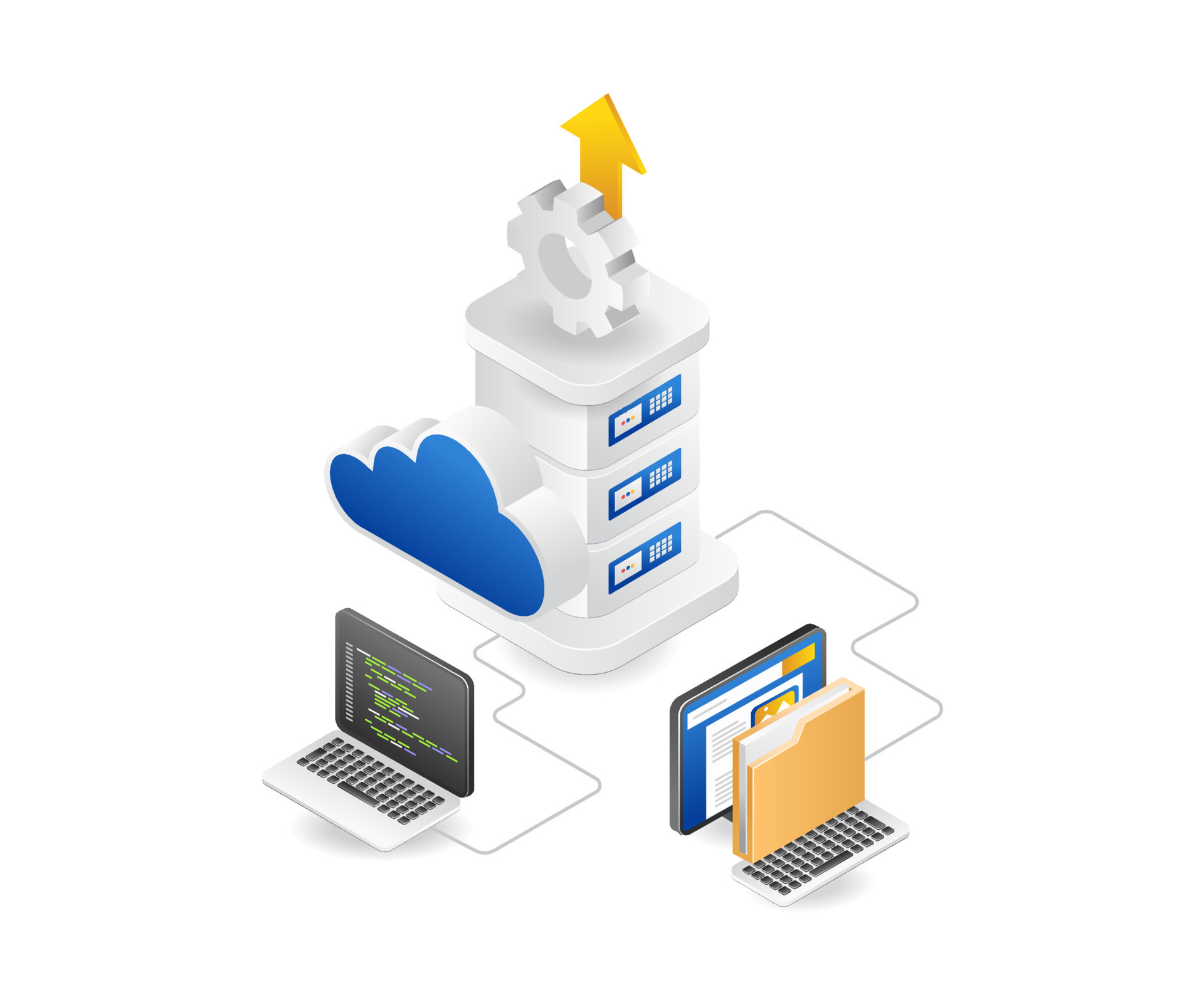 Process Cloud Server Program Language Data Network 10695426 Vector Art
