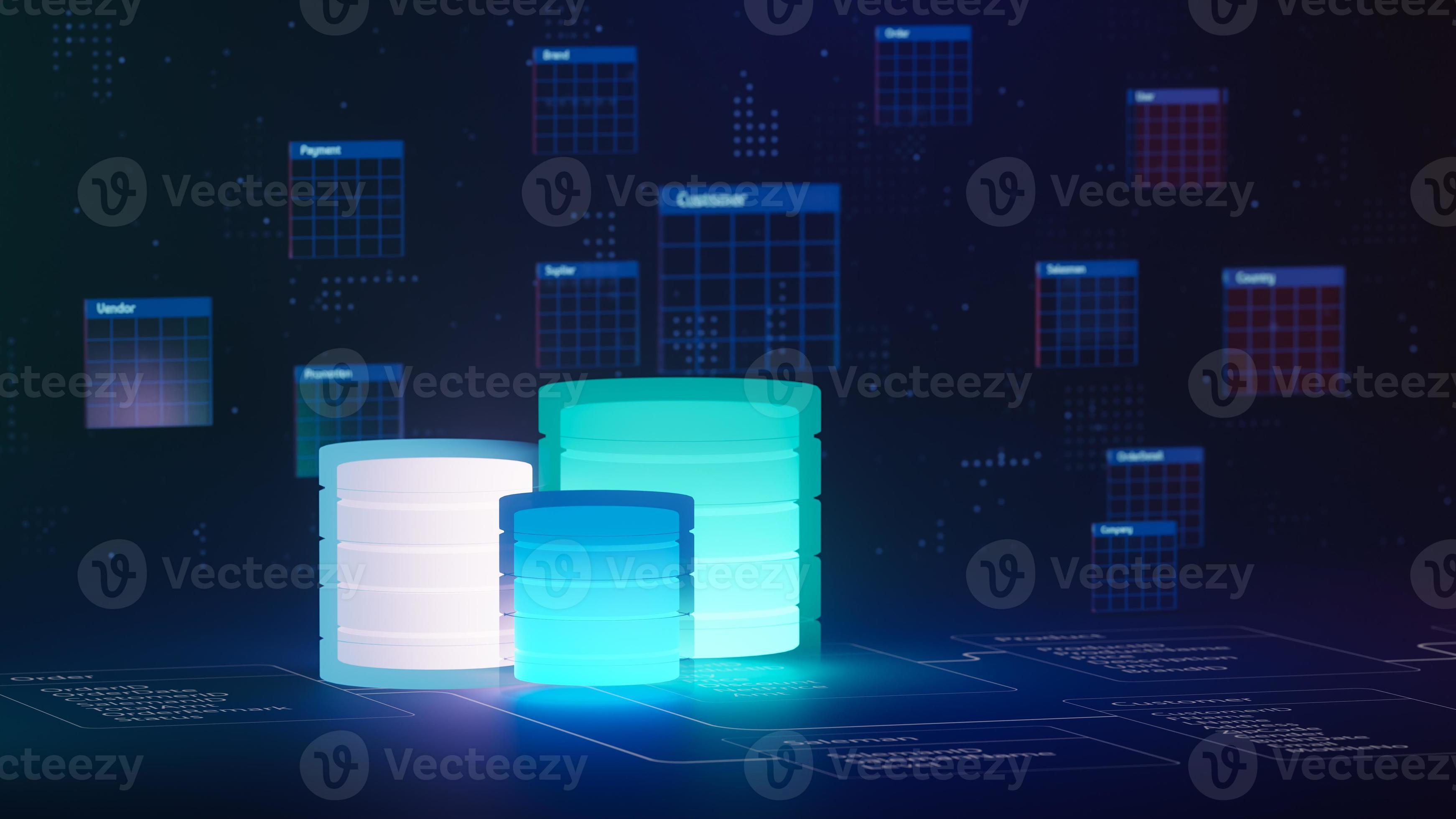 Múltiples Bases De Datos Se Colocan En Tablas De Bases De Datos Relacionales Concepto De